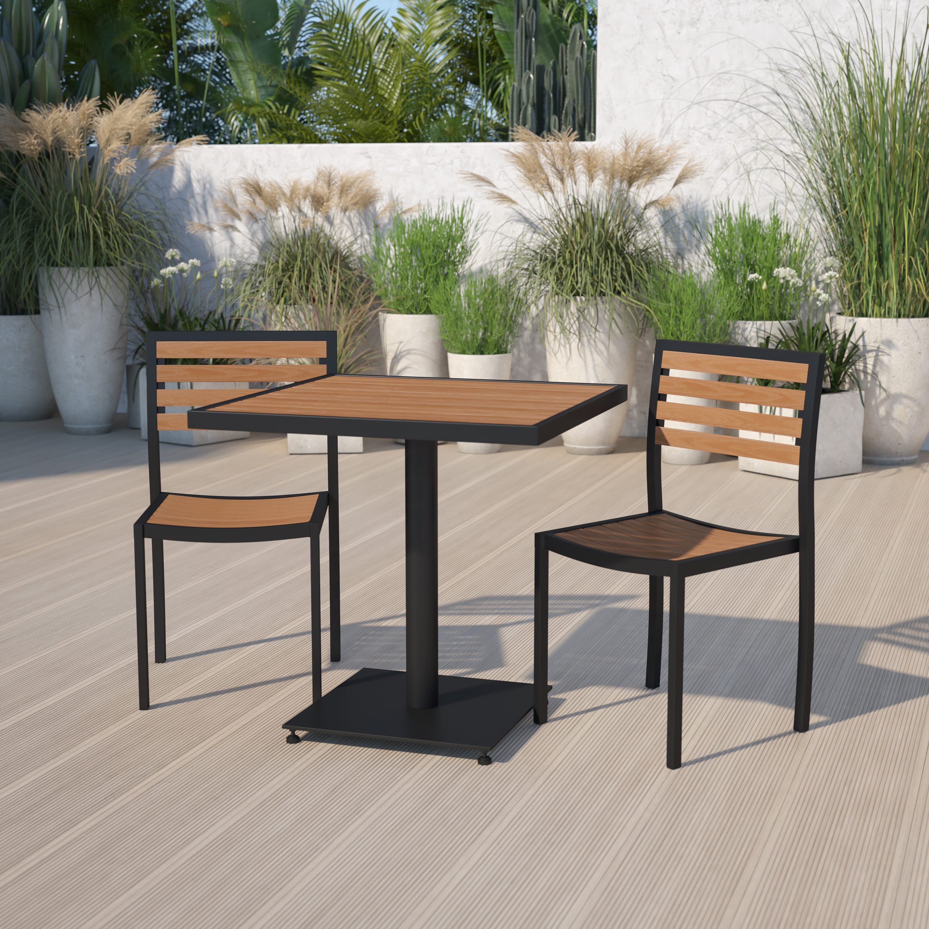 Steelside™ Lassen Outdoor Patio Bistro Dining Table Set with 2 Chairs ...