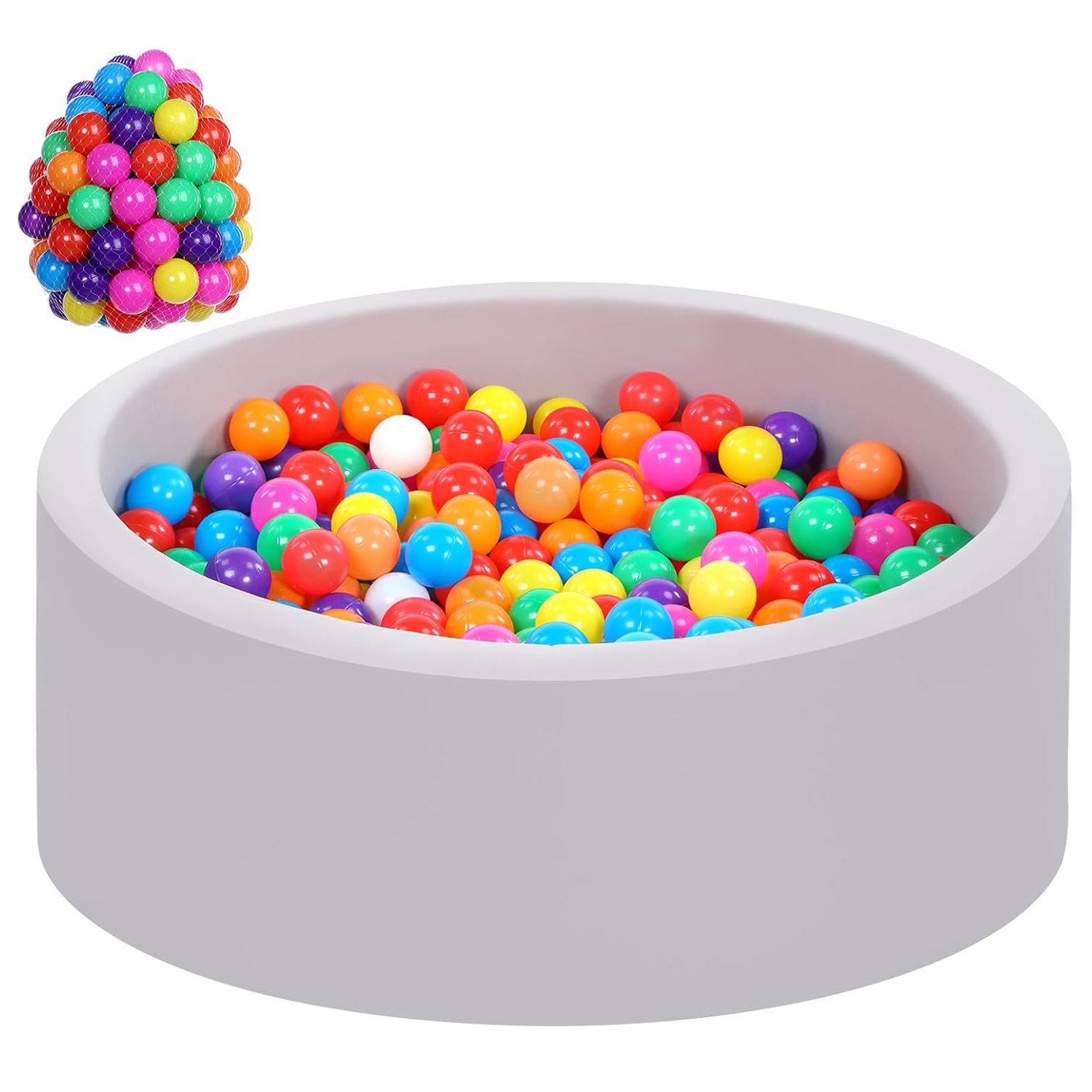 wilwolfer Kids Foam Ball Pit for Toddlers with 100 Balls Large Gray ...