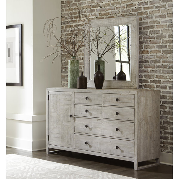 The Twillery Co.® Egremont 6 Drawer Combo Dresser with Mirror | Wayfair