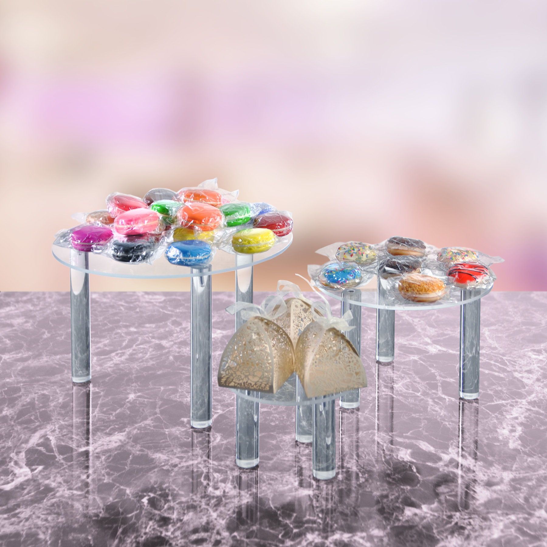 Azar Displays 3-Piece Acrylic Small Round Riser Set | Wayfair