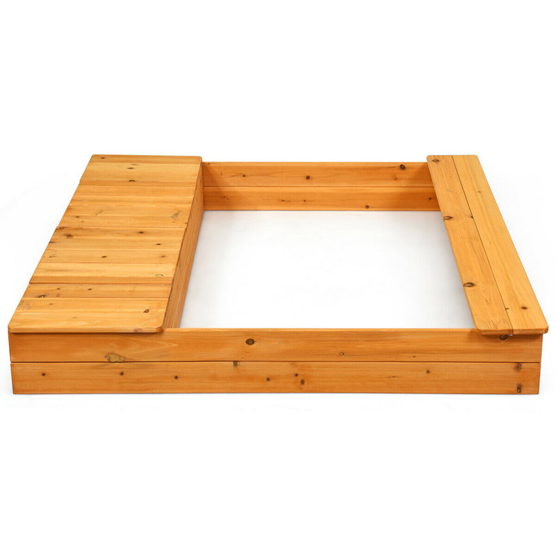 Gymax 47.5'' x 7'' Solid Wood Rectangular Sandbox | Wayfair