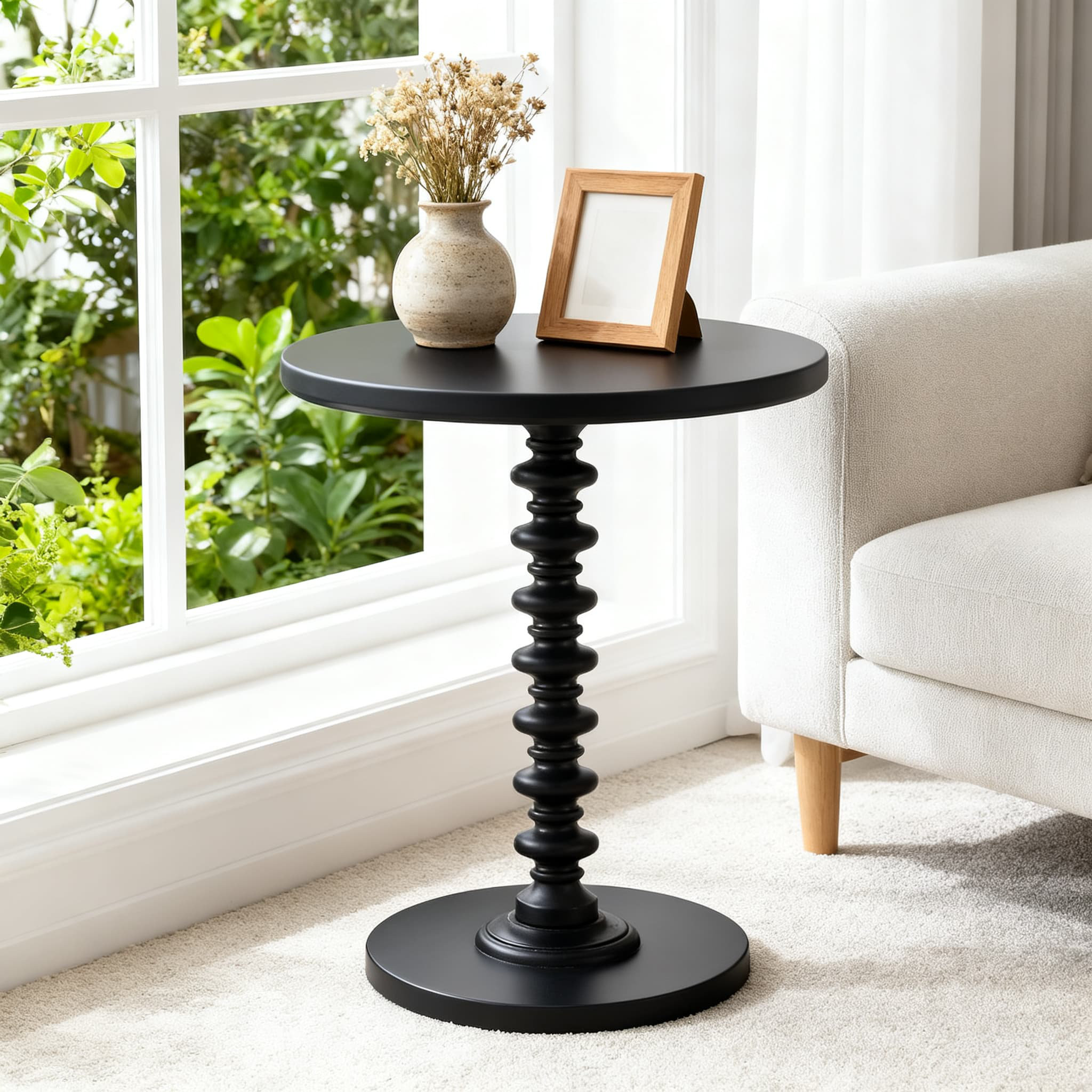 Dakota Fields Round Spindle Table With Sturdy Construction For Living ...