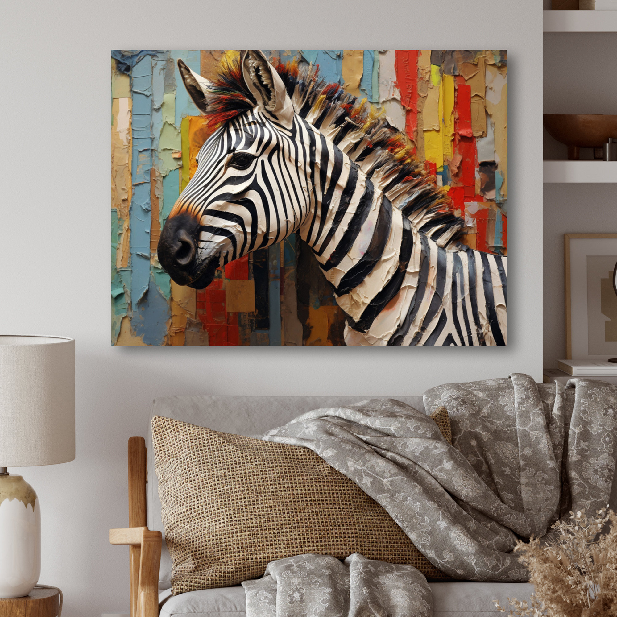 Dakota Fields Vintage Zebra Collage I - Animals Zebra Metal Wall Art ...