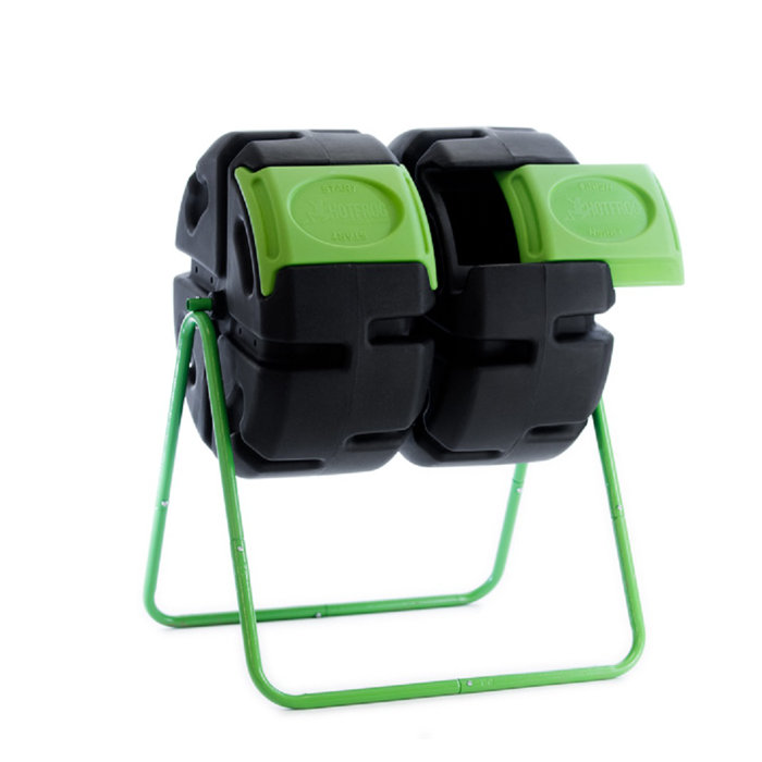 FCMP Outdoor HOTFROG 37 Gallon Dual Body Rotating Tumbling Composter ...