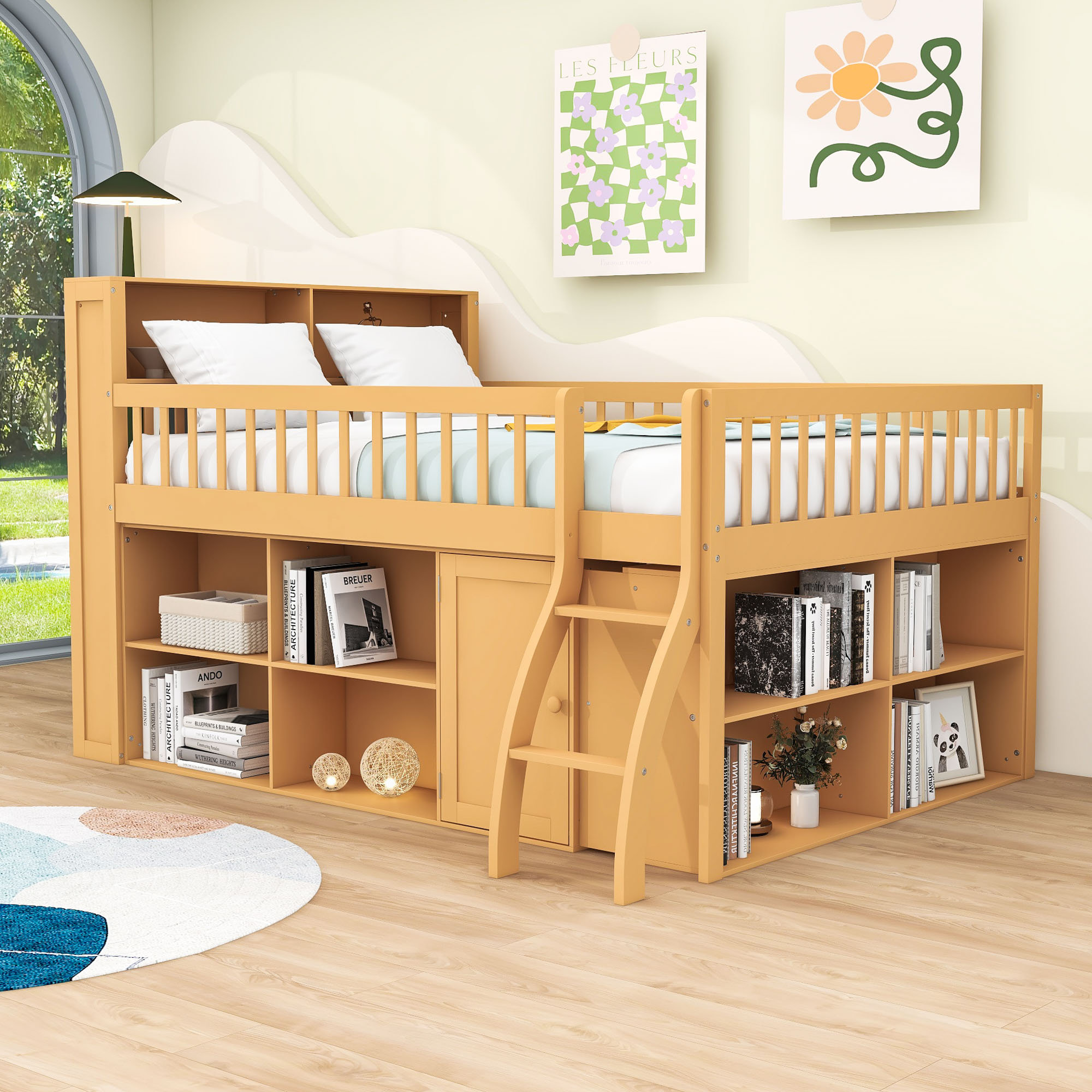 Harriet Bee Multi-Functiona Loft Bed With Built-In LED Headboard Light ...