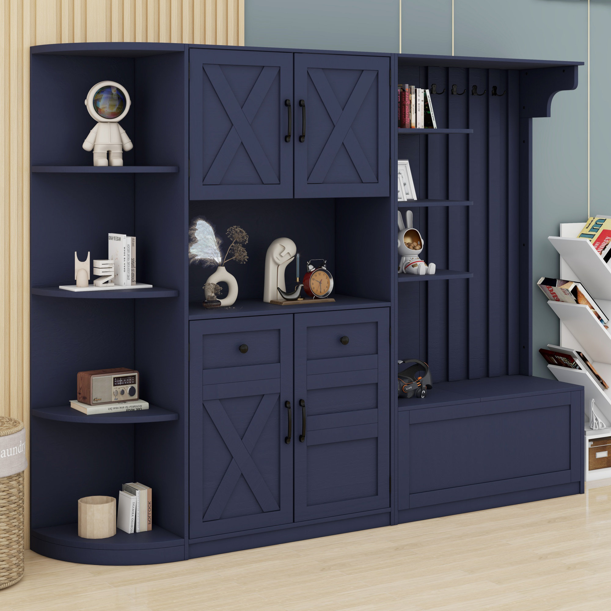 Latitude Run® Multifunctional Left-Right Combination Hall Cabinet With ...