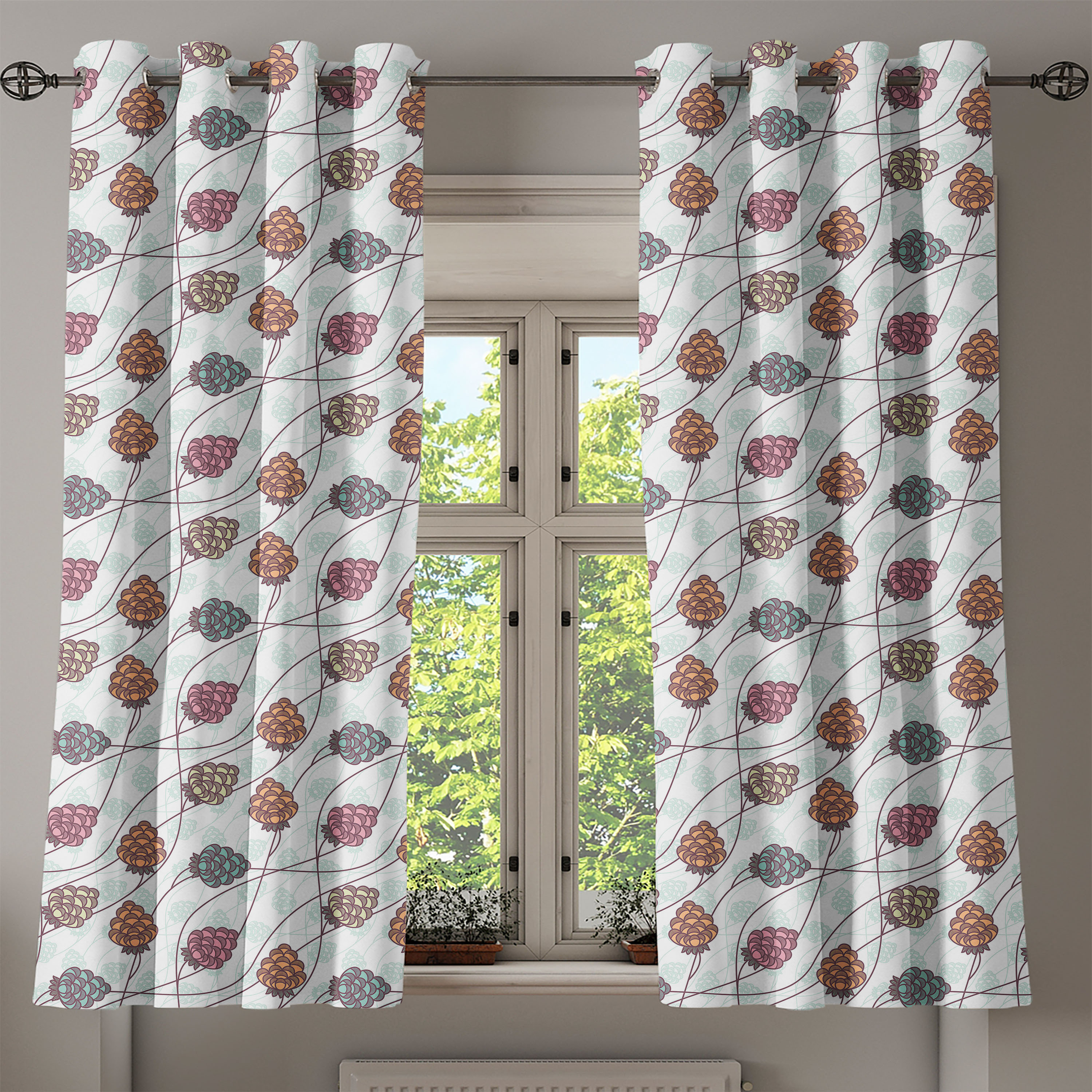 Astoria Grand Fall Season Grommet Curtain Corn Long Swirls Art 50" x 72 ...