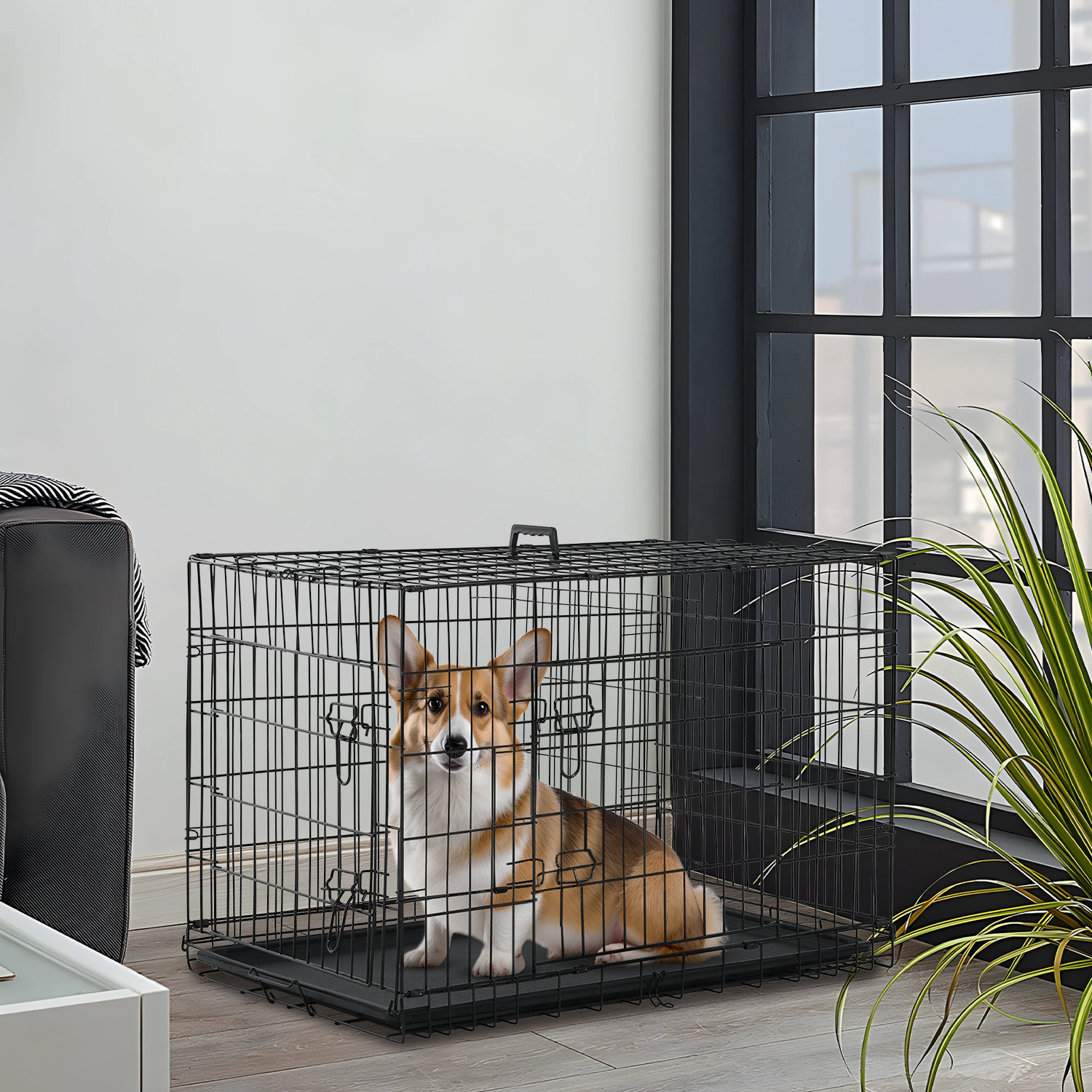 Tucker Murphy Pet™ Jorden Dog Crates For Large Dogs Folding Metal Wire ...