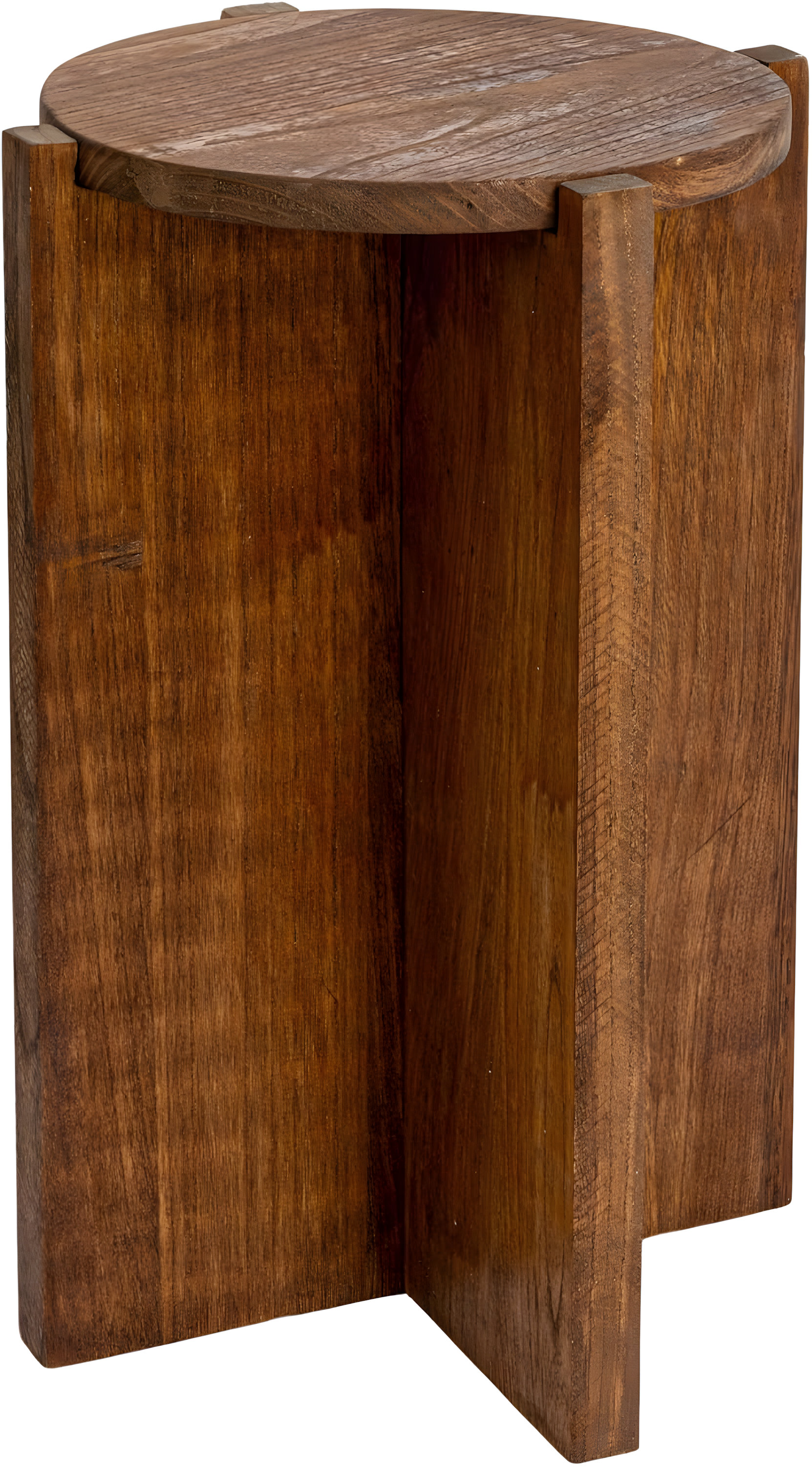 George Oliver Rustic Paulownia Wood Round Accent Table With Dark Brown ...