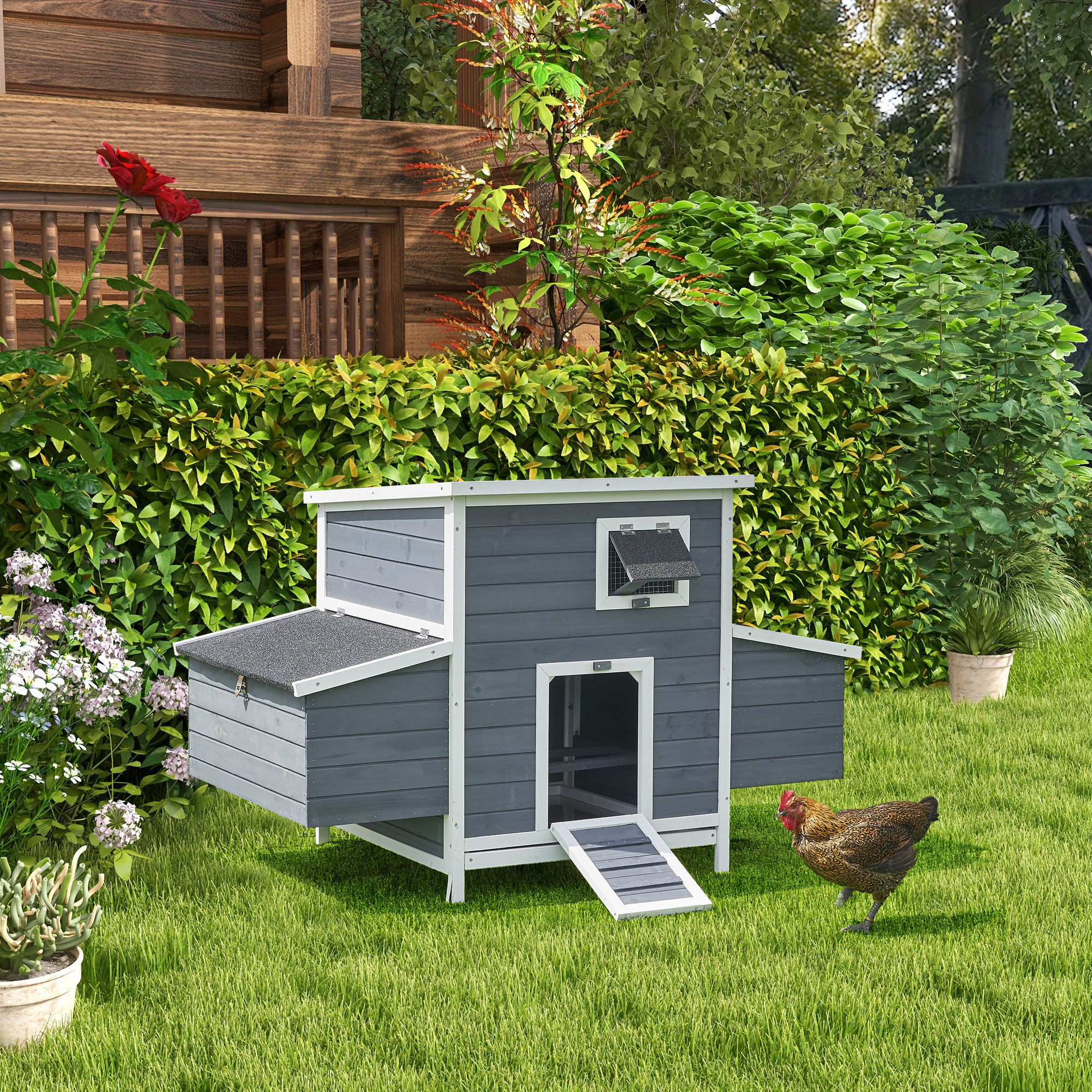 Tucker Murphy Pet™ Luxurious 59" Wooden Chicken Coop For 4-6 Chickens ...