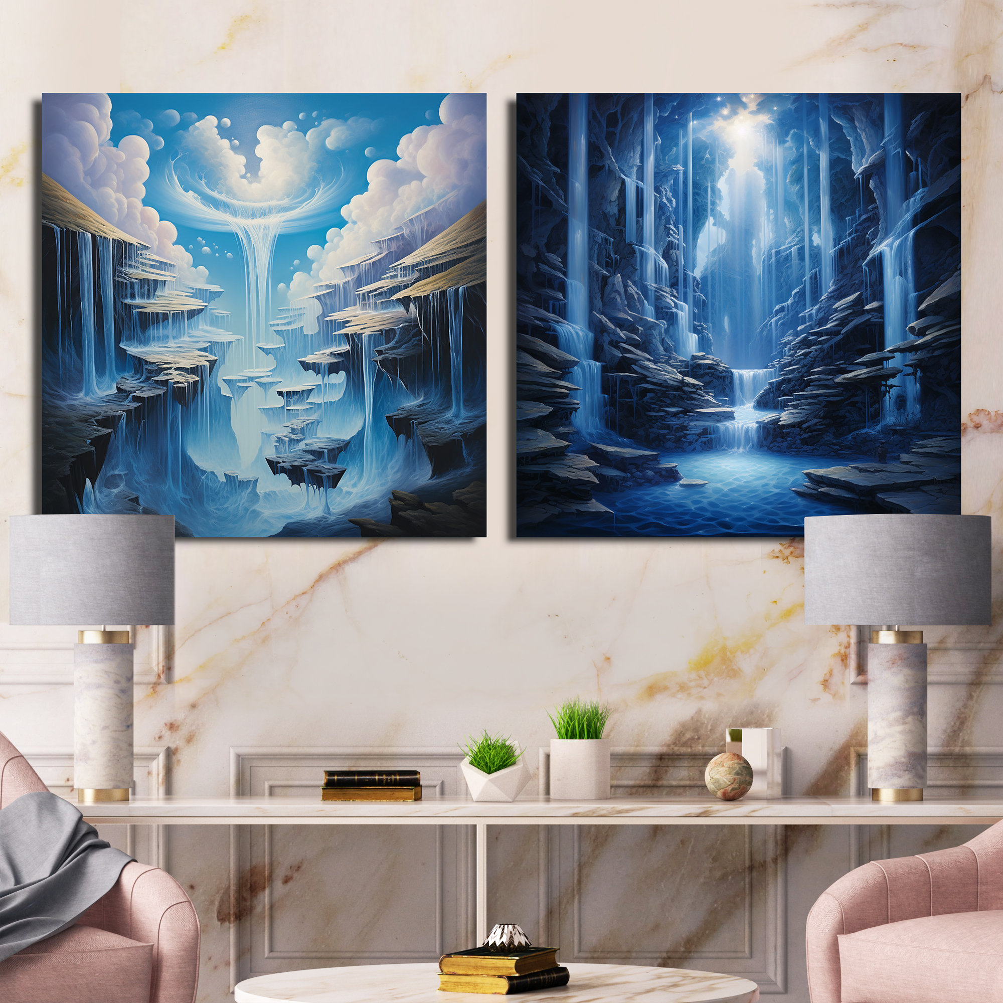 Ebern Designs Fantasy Gravity Waterfalls - Waterfall Square Collage Set ...