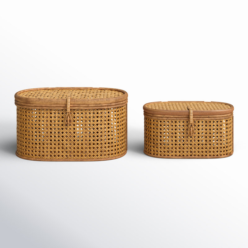 Birch Lane™ Edelie 2 Piece Rattan Storage Bin Set & Reviews | Wayfair