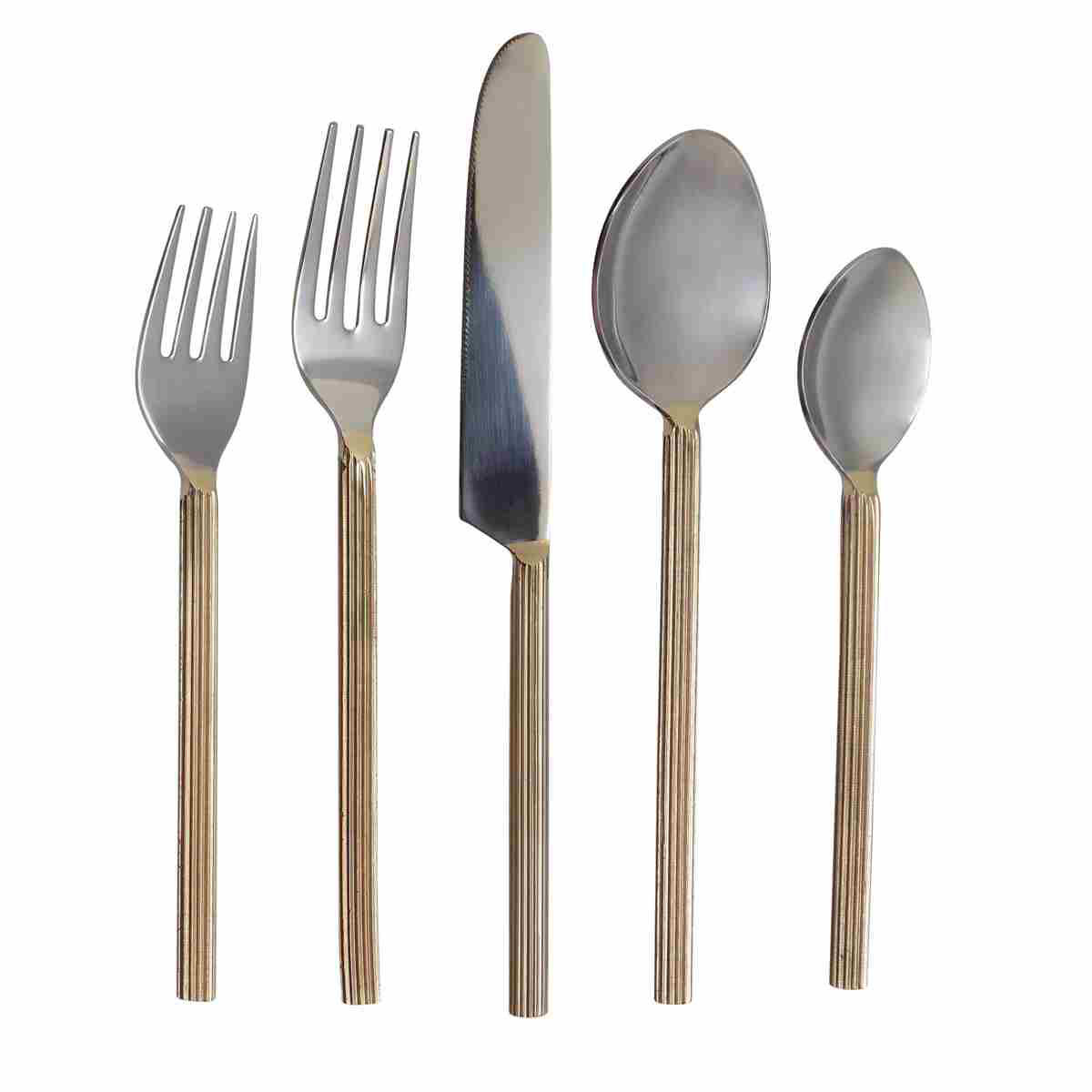 David Shaw Silverware Column Gold 20 Piece Flatware Set, Service for 4 ...