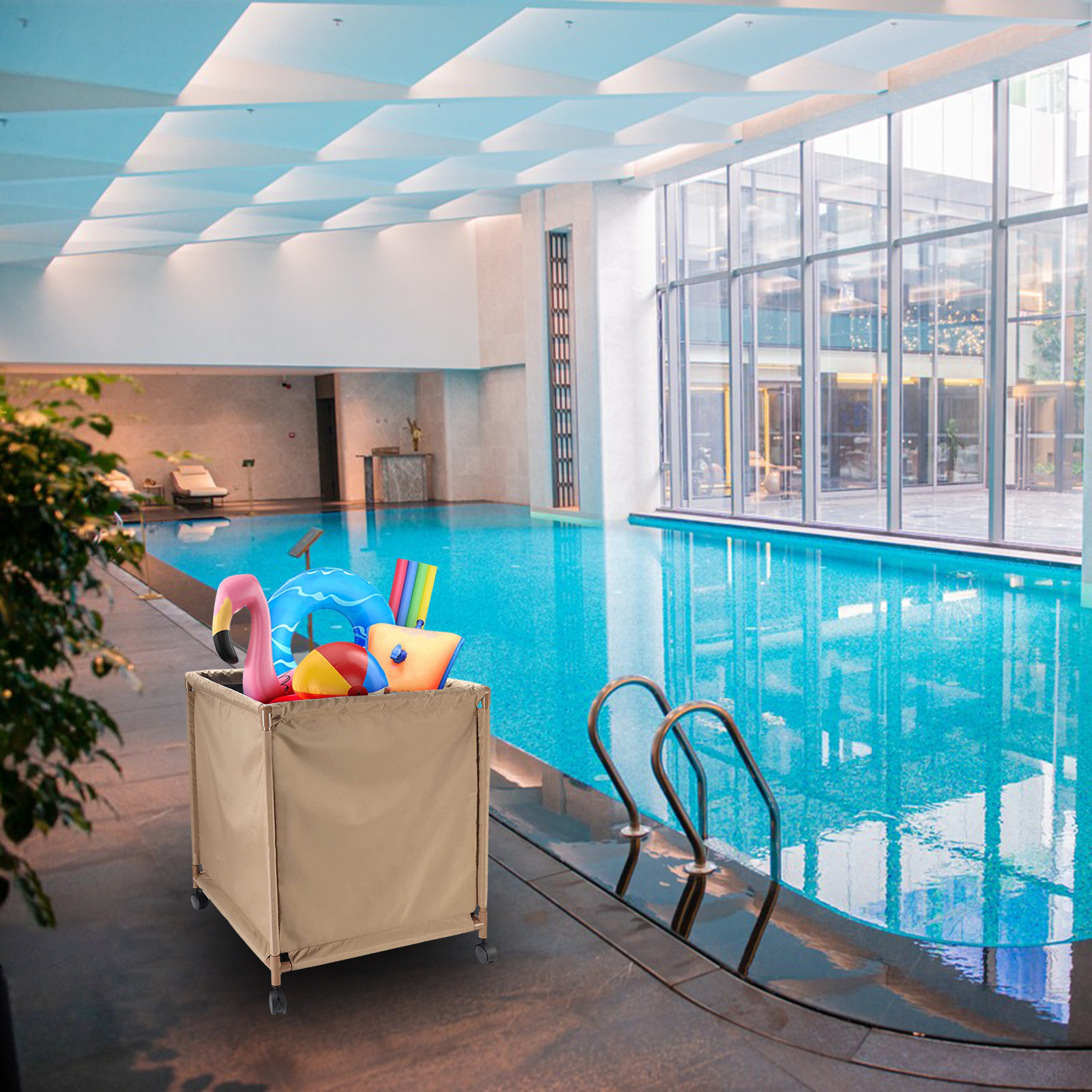 Latitude Run® Swimming Pool Storage Box with 4 Swivel Casters Large ...