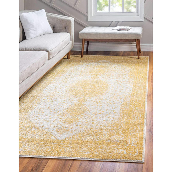 Canora Grey Ruthven Geometric Yellow/Ivory Area Rug | Wayfair