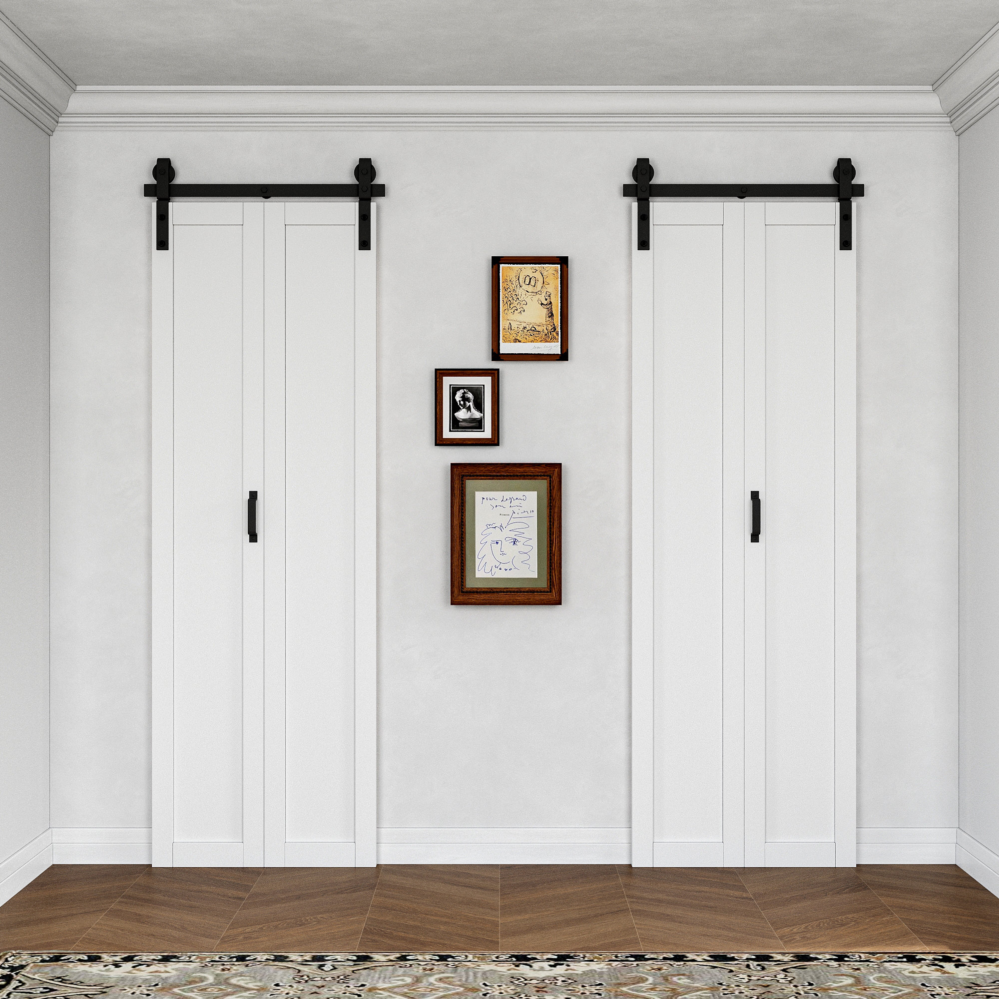 HOZONE 84'' Solid + Manufactured Wood Bi-fold Barn Doors with ...