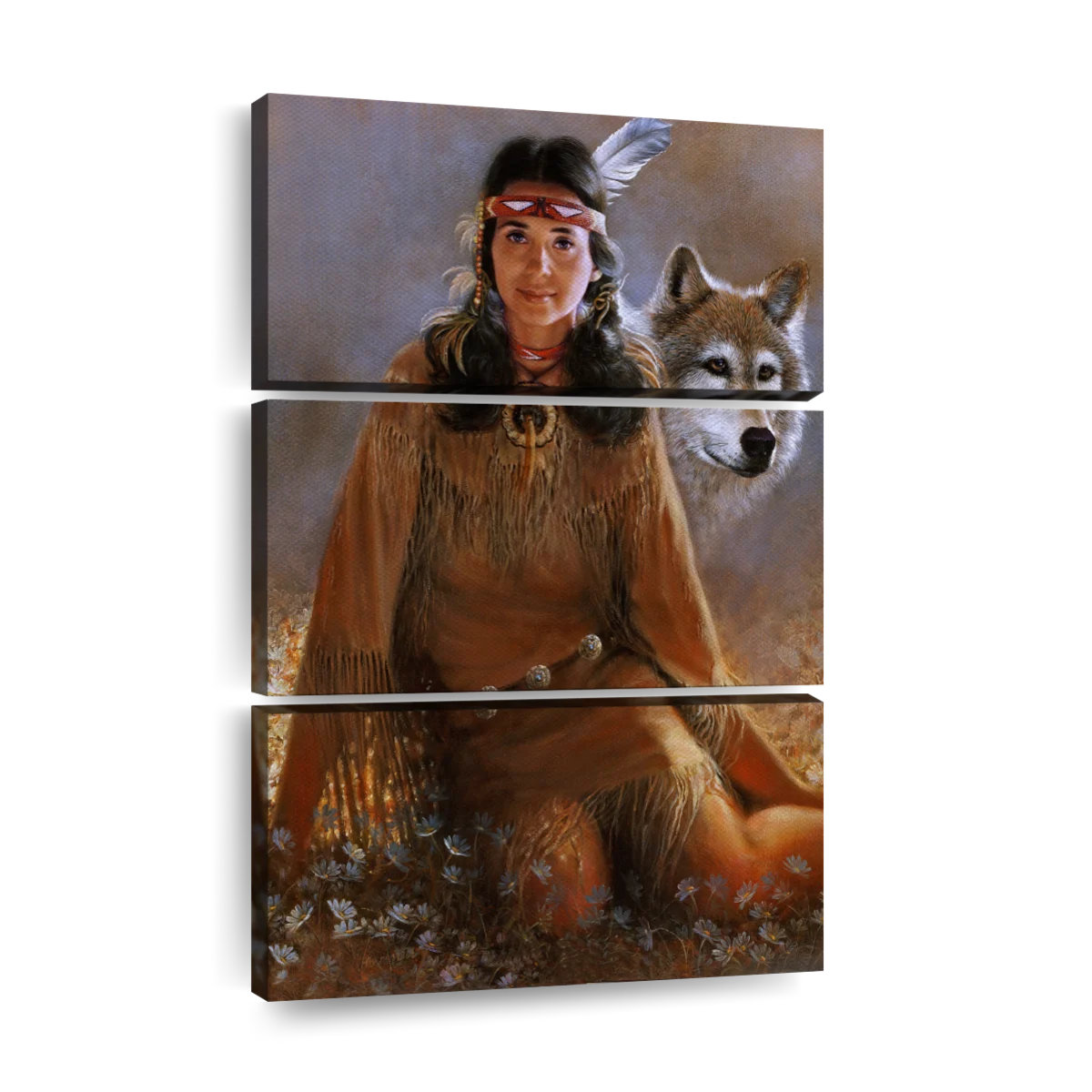 Union Rustic Native American Female American Indian Painting On Canvas ...