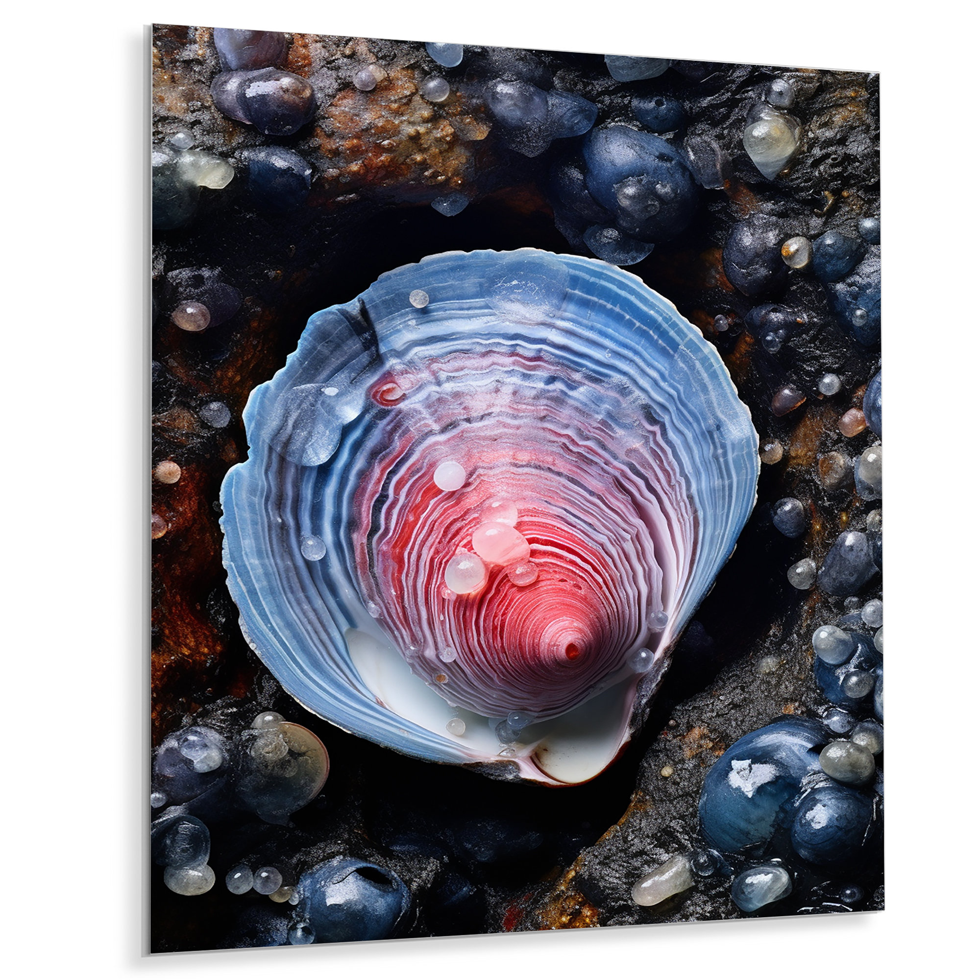 Highland Dunes Blue Clam Dappled Depths - Clam Metal Wall Decor ...