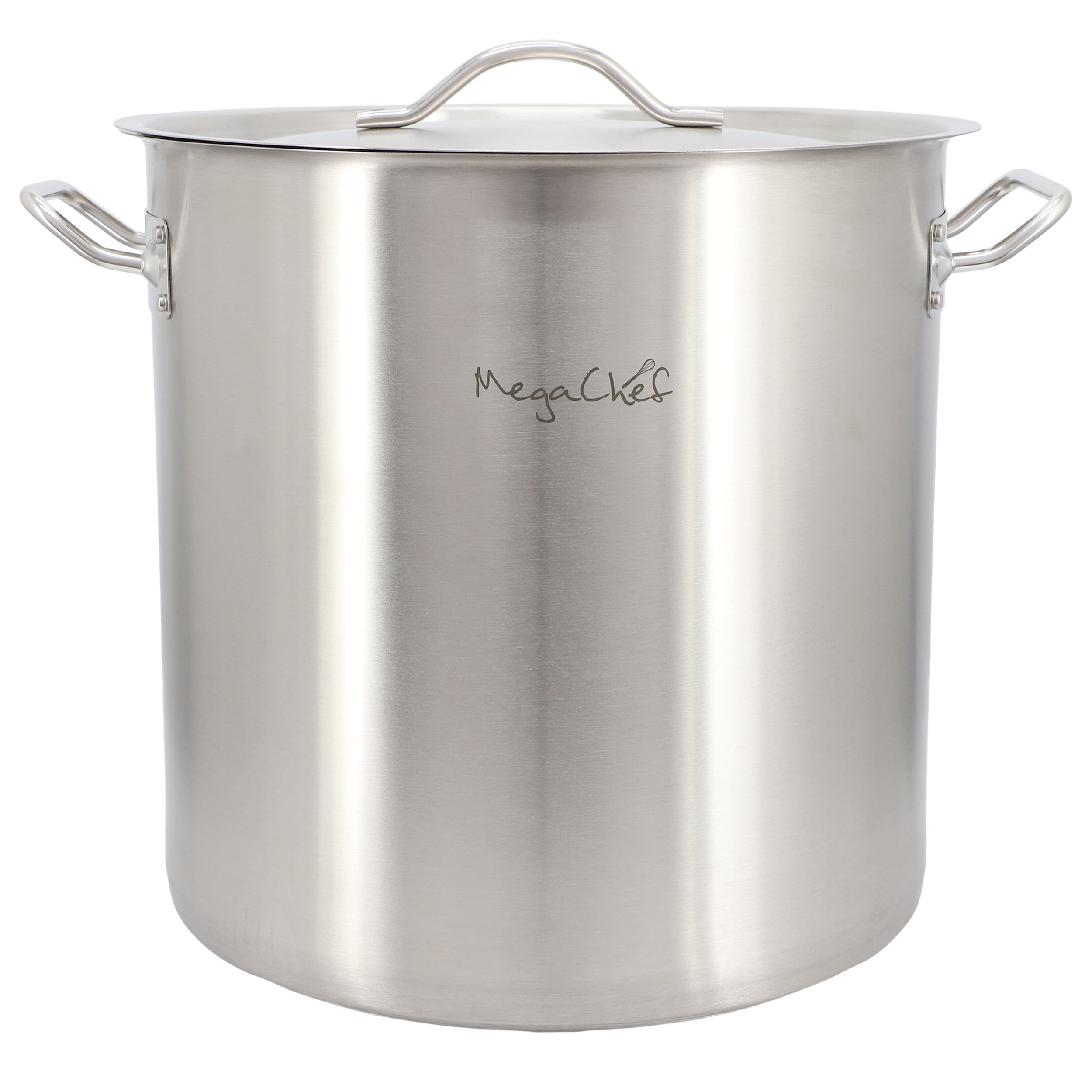 MegaChef Professional Kitchen Round Stainless Steel Stock Pot with Lid ...