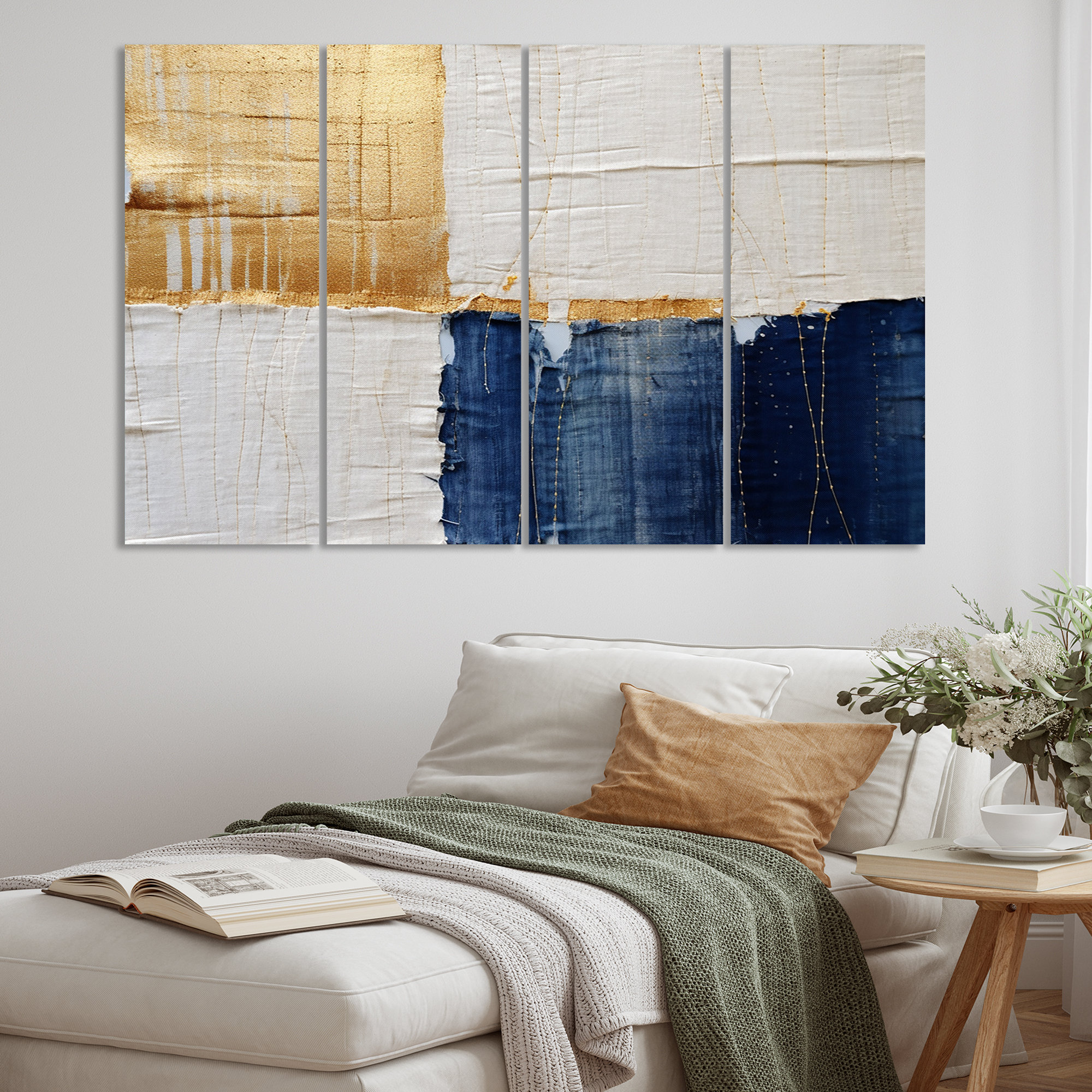Wrought Studio™ A Touch of Gold and Kings Blue - 4 Piece Wrapped Canvas ...
