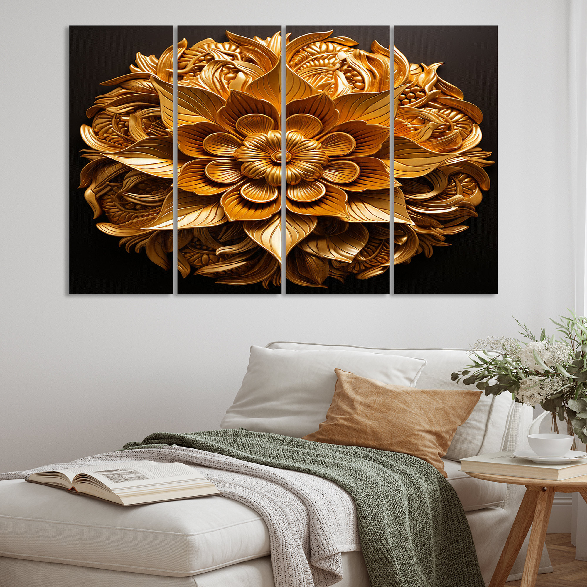 House of Hampton® Abstract Golden Sunflower Glam Blooming 4 Pieces ...