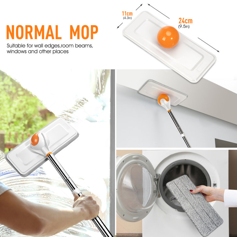 TOPMART 360 Degree Rotation Adjustable Flat Mop With 3 Mop Heads ...