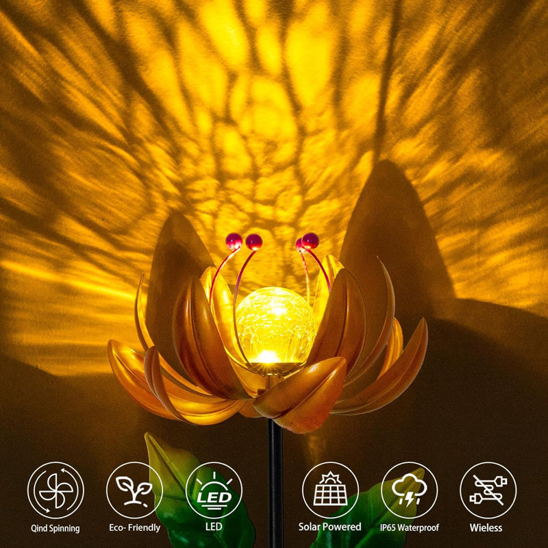 Bungalow Rose Solar Powered Metal Flower Windmill, Colorful Rotating ...