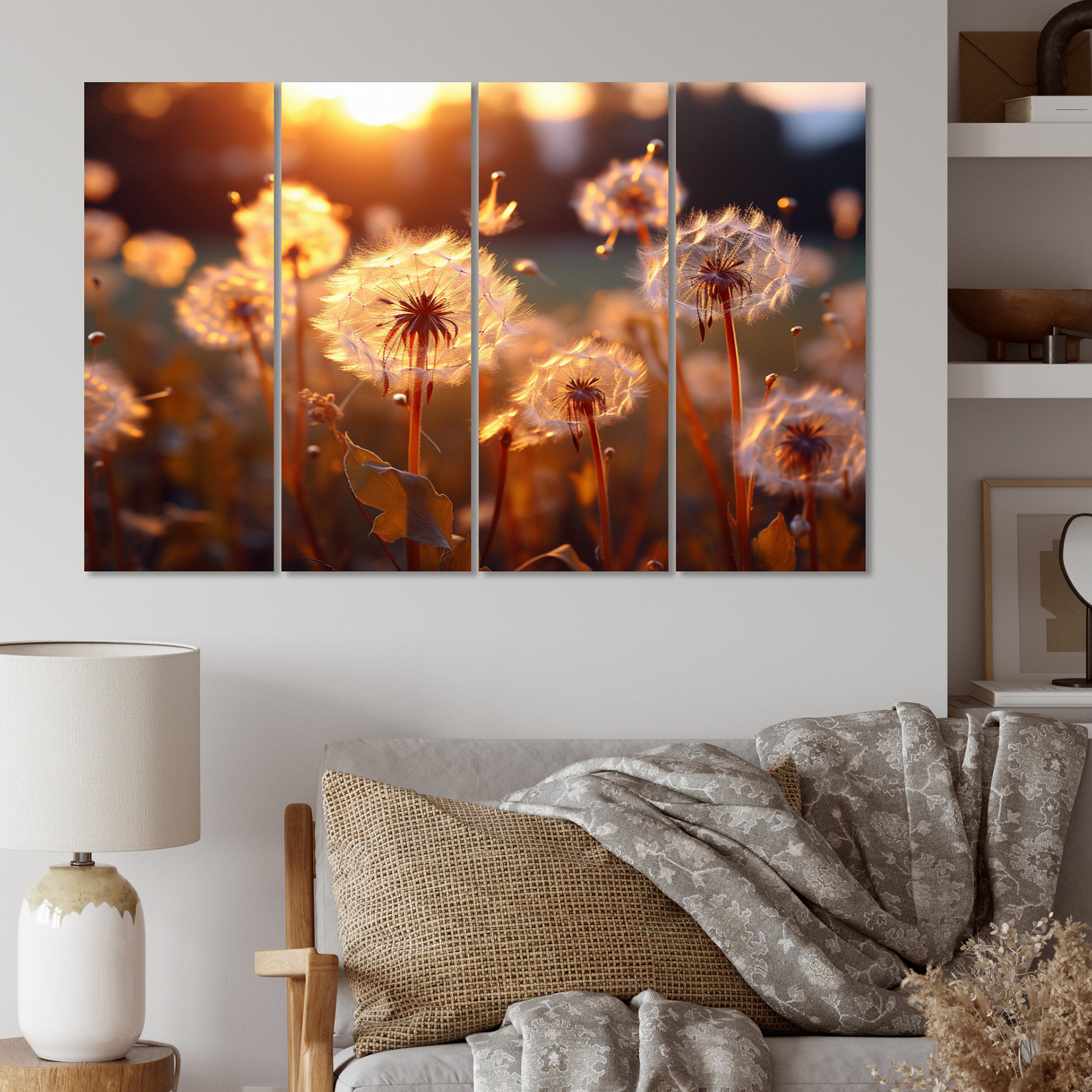 Design Art Dandelion Whispering Wishes - Floral Metal Wall Decor Set ...