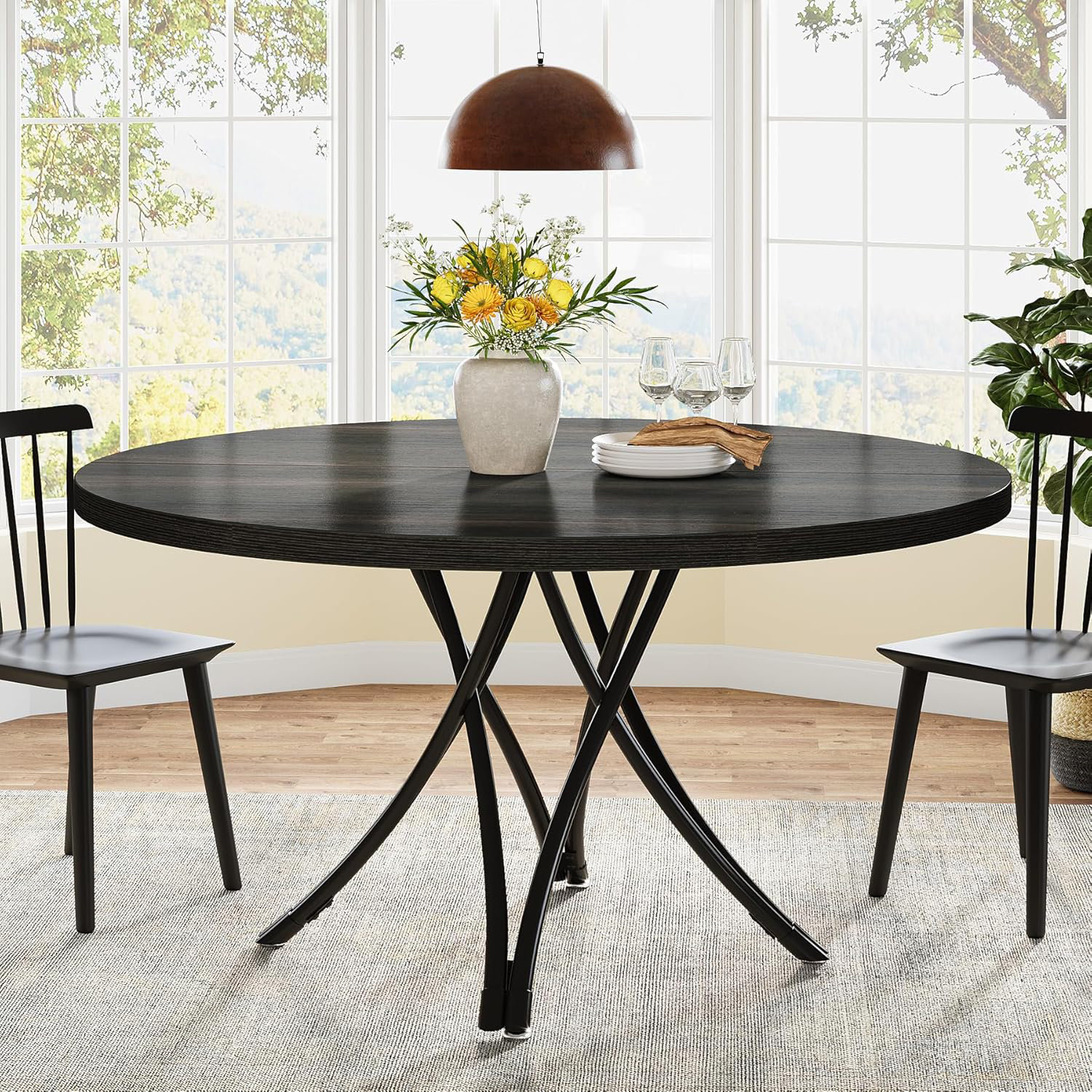 George Oliver 47-Inch Black Round Dining Table - Wayfair Canada