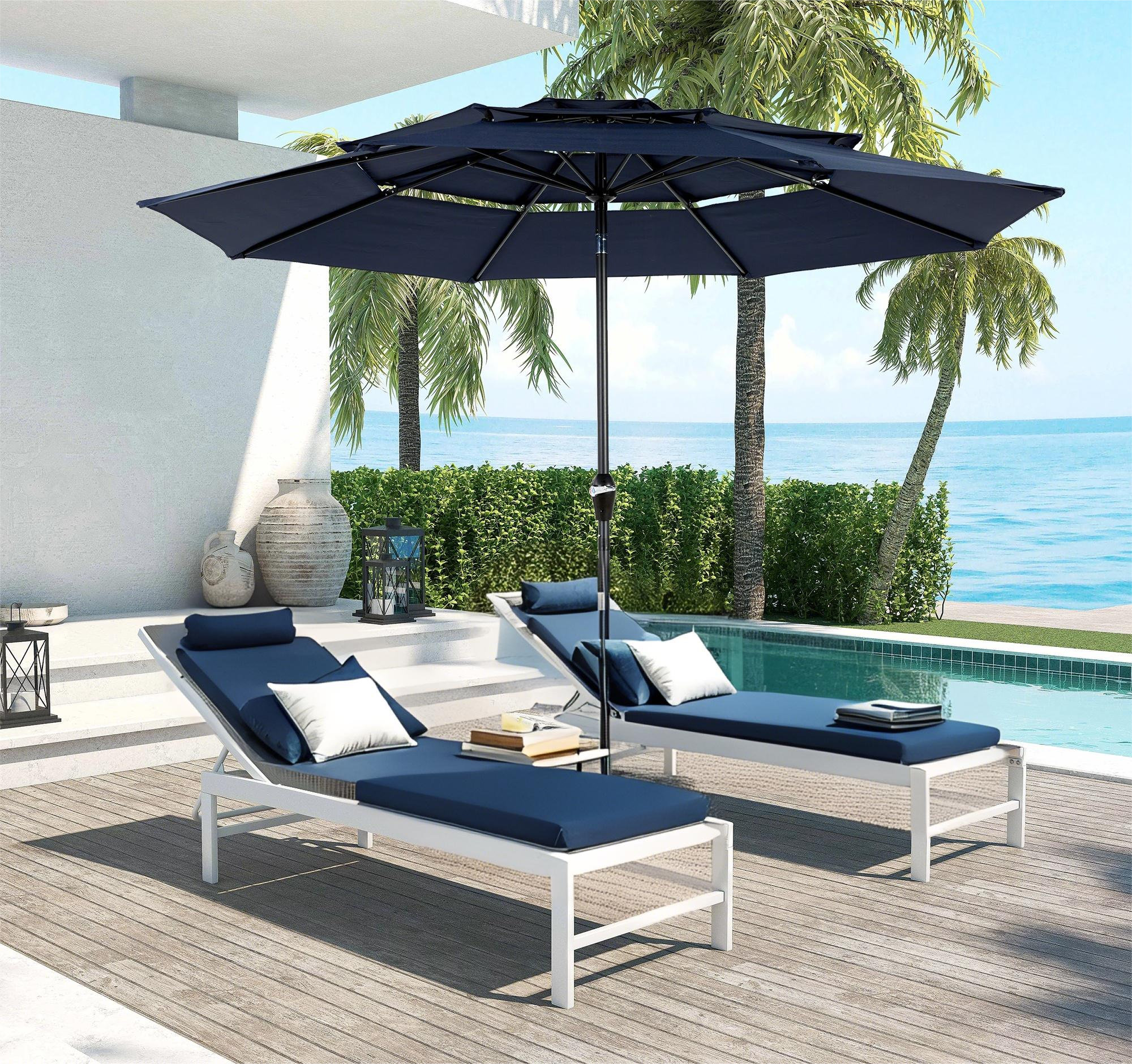 Arlmont & Co. Parasol à inclinaison automatique 3 étages 10 pi 10 pi ...