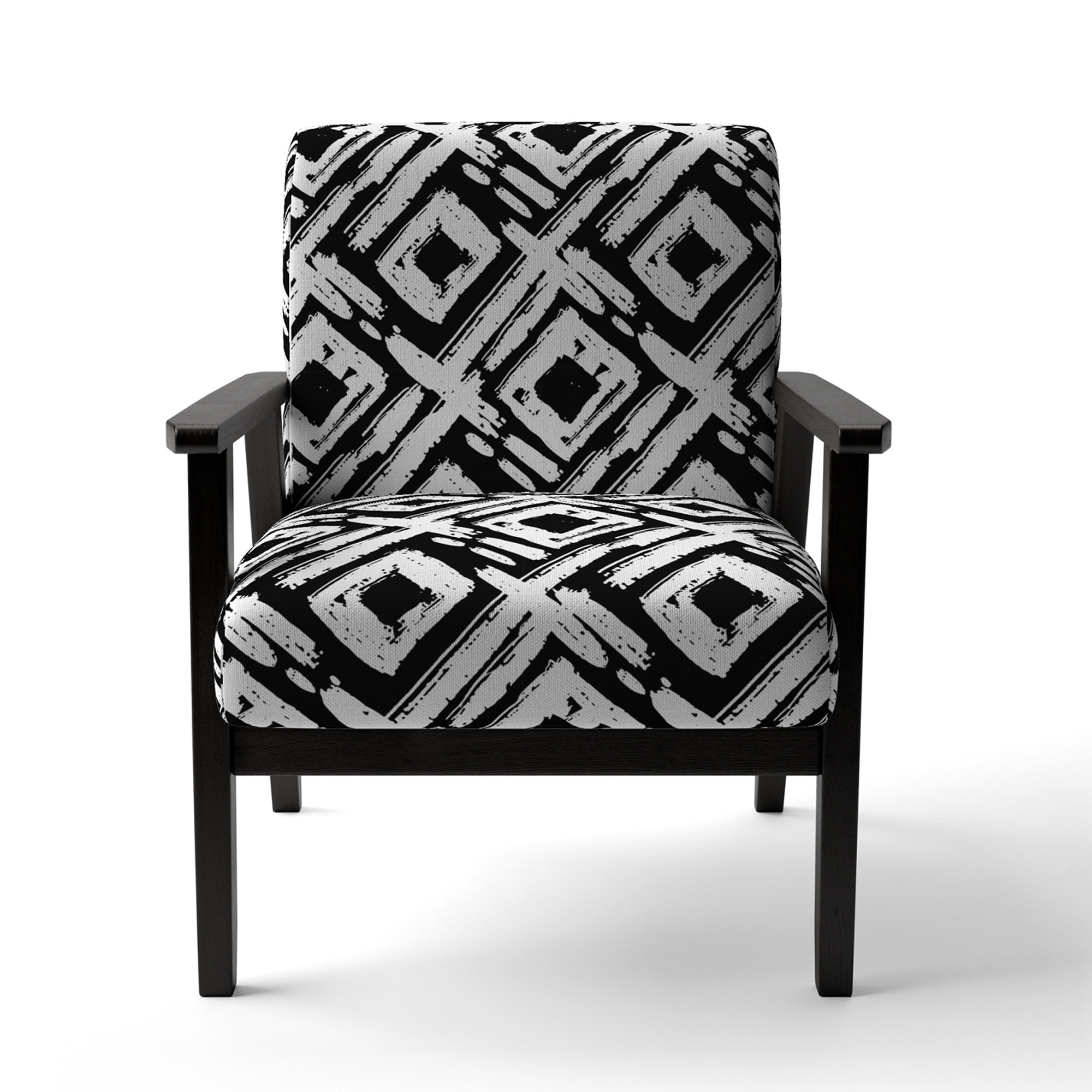 Dakota Fields Black And White Geometric - Upholstered Patterned Accent ...