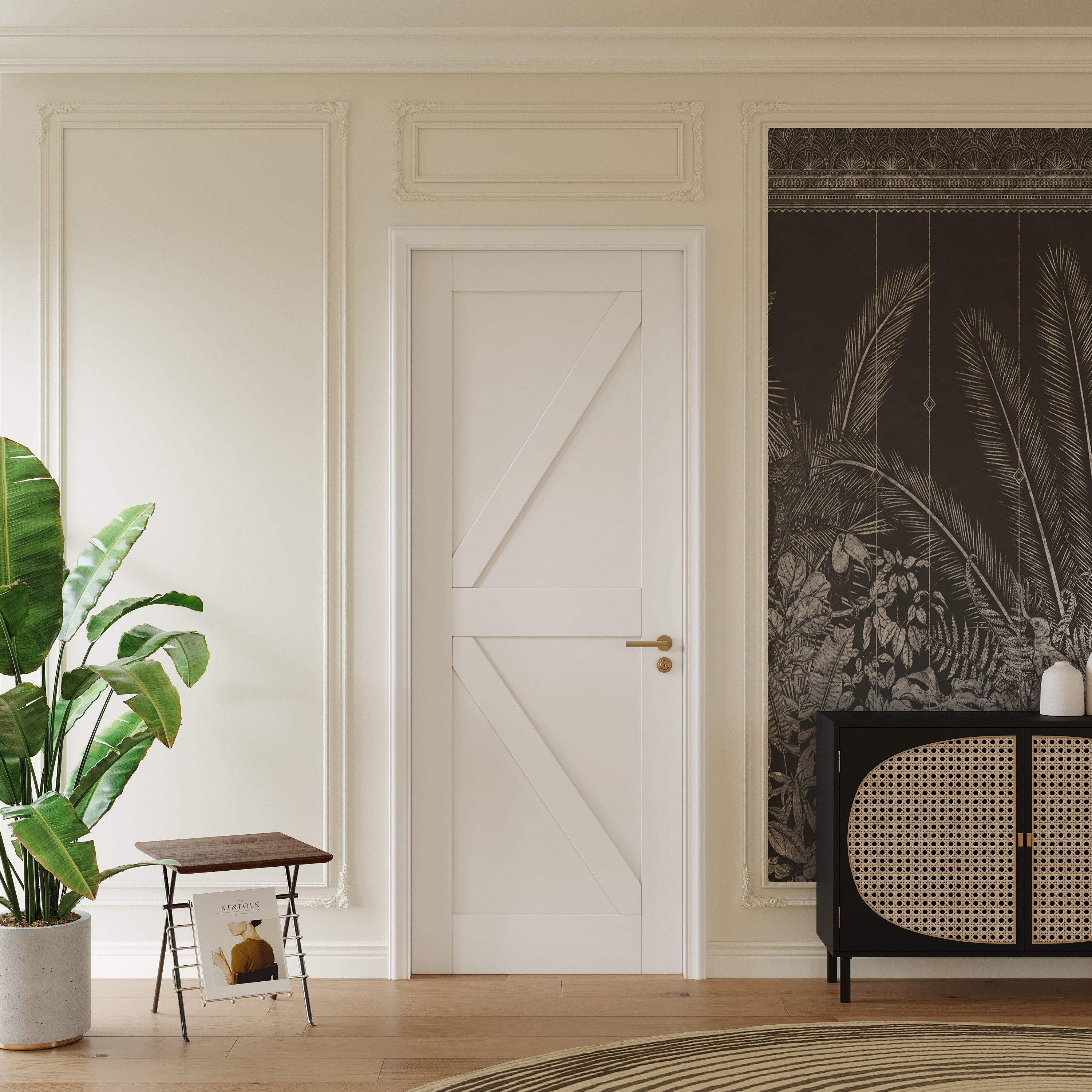 ARK DESIGN Porte standard préfinie en bois massif 80 "sans trousse de ...