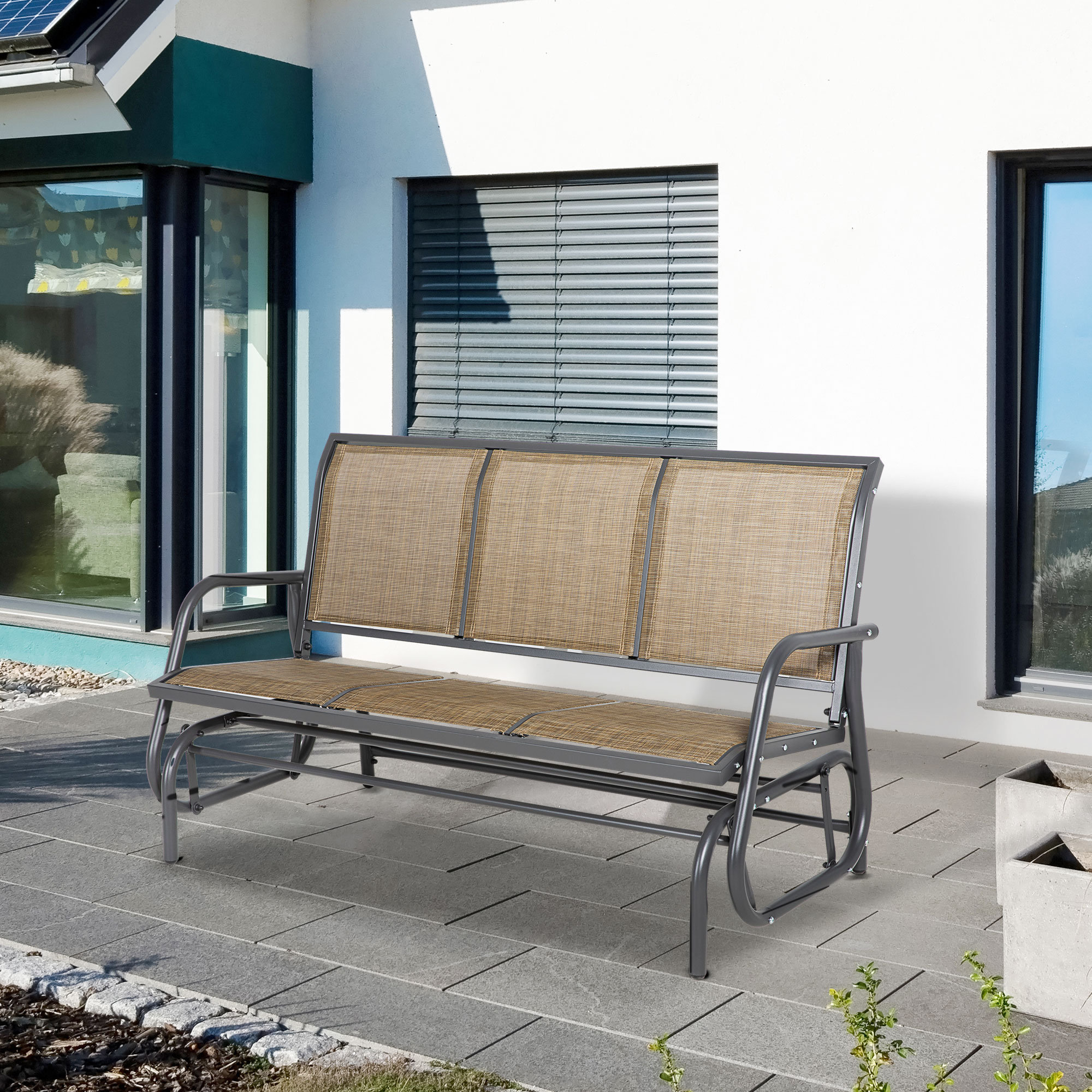 Latitude Run® Jahid Outdoor Gliding Metal Bench & Reviews | Wayfair