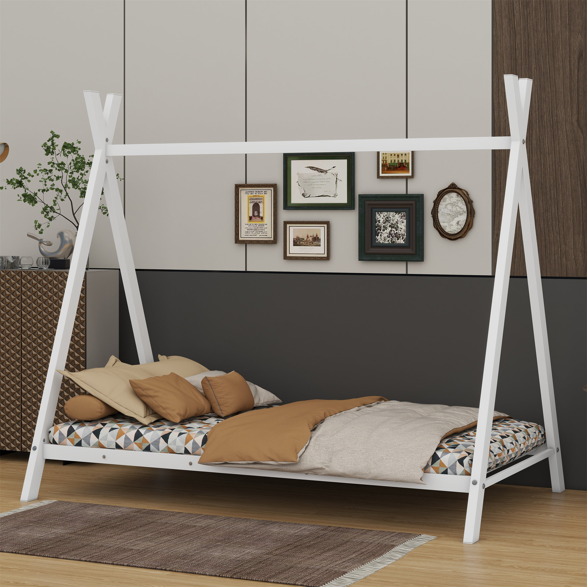 Harper Orchard Metal House Bed Tent Frame With Slat | Wayfair