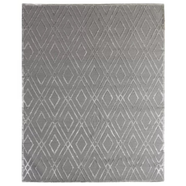 Exquisite Rugs Metro Velvet Geometric Hand-Knotted Silver/Gray Area Rug ...