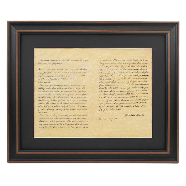 Alcott Hill® Lincoln's Gettysburg Address | Framed Textual Art Print on ...