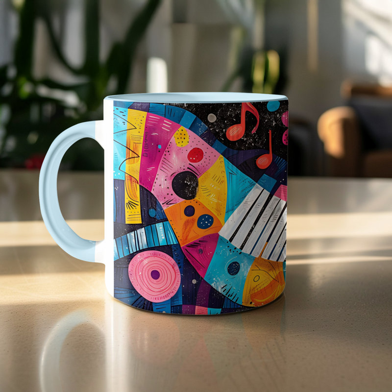 East Urban Home Kids Drawing Style 11oz Accent Mugs – White Ceramic ...