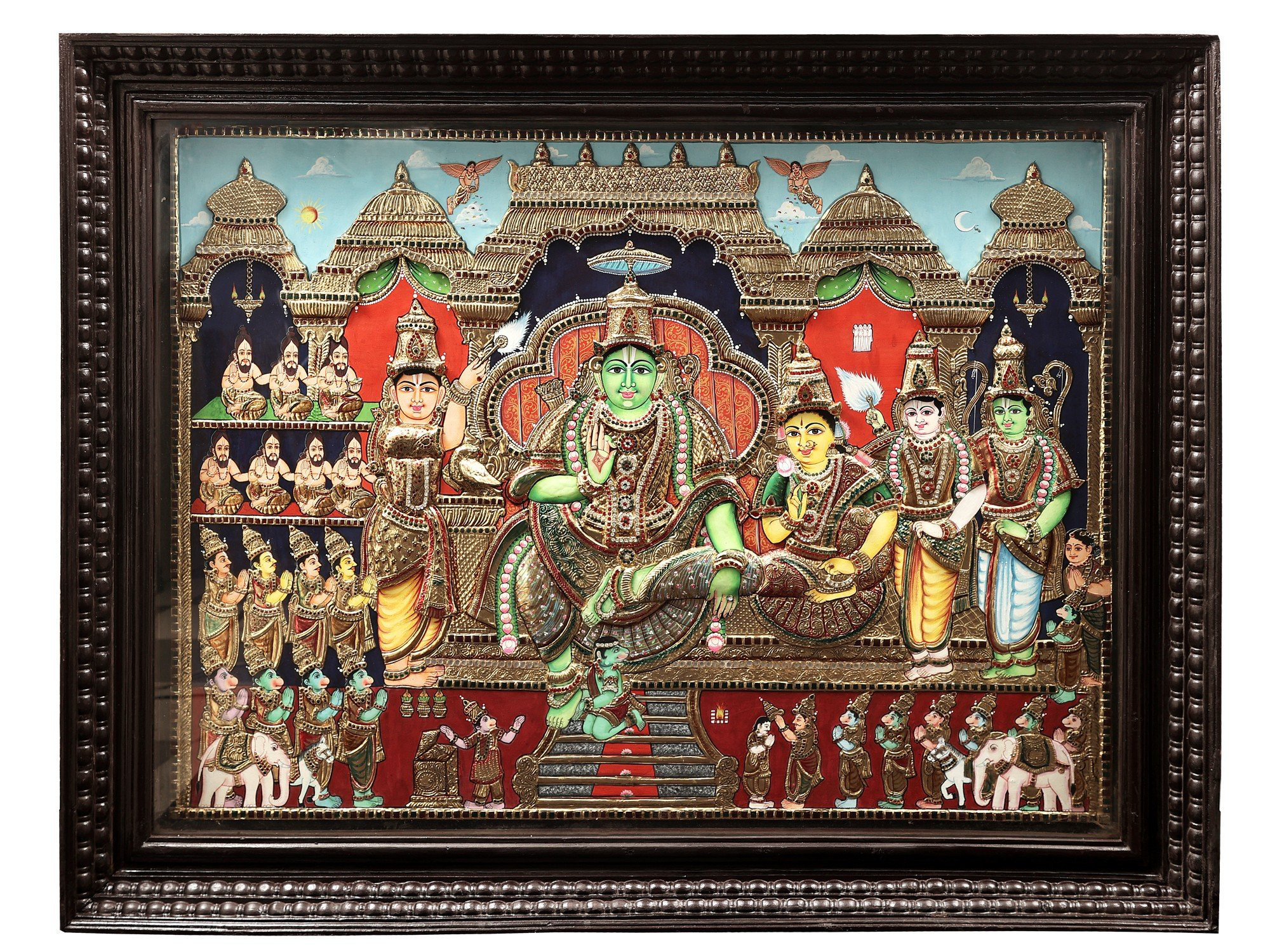 Exotic India Rama Darbar Tanjore Painting | Traditional Colors With 24K ...