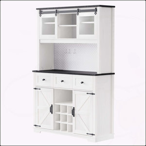 Gracie Oaks 71" Farmhosue Pantry Bar Cabinet With Internal Storage Rack ...