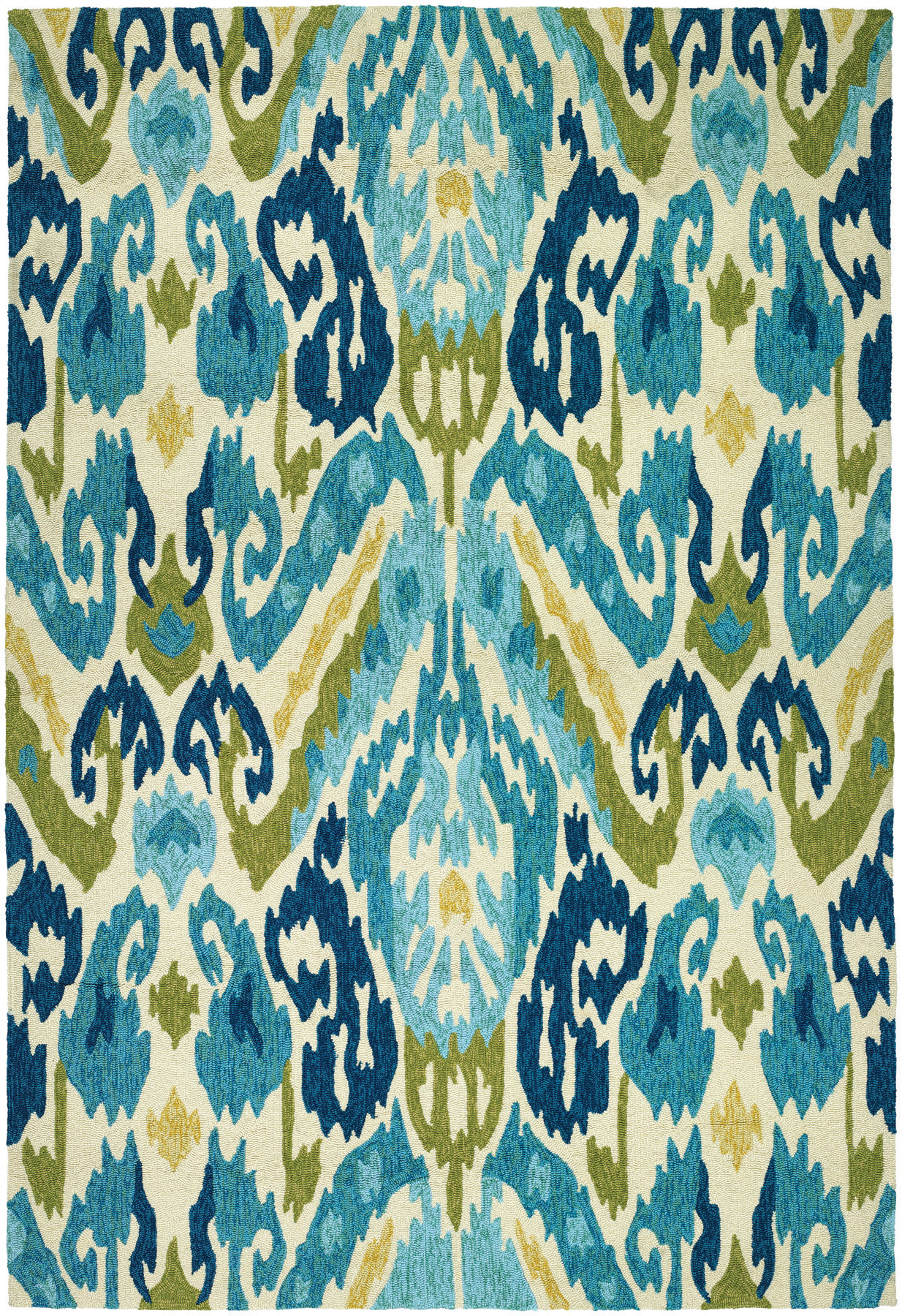Bungalow Rose Jacelynn Ikat Azure Blue Lemon Handmade Indoor Outdoor ...