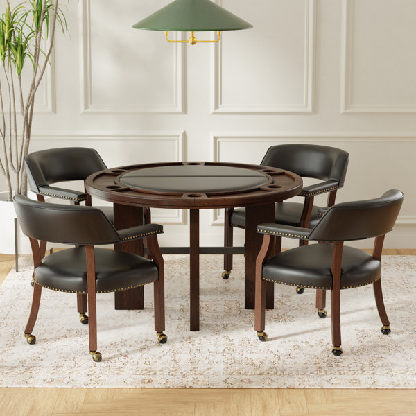 Breakwater Bay Amaiah Dining And Game 5-Piece Set With Faux Leather ...
