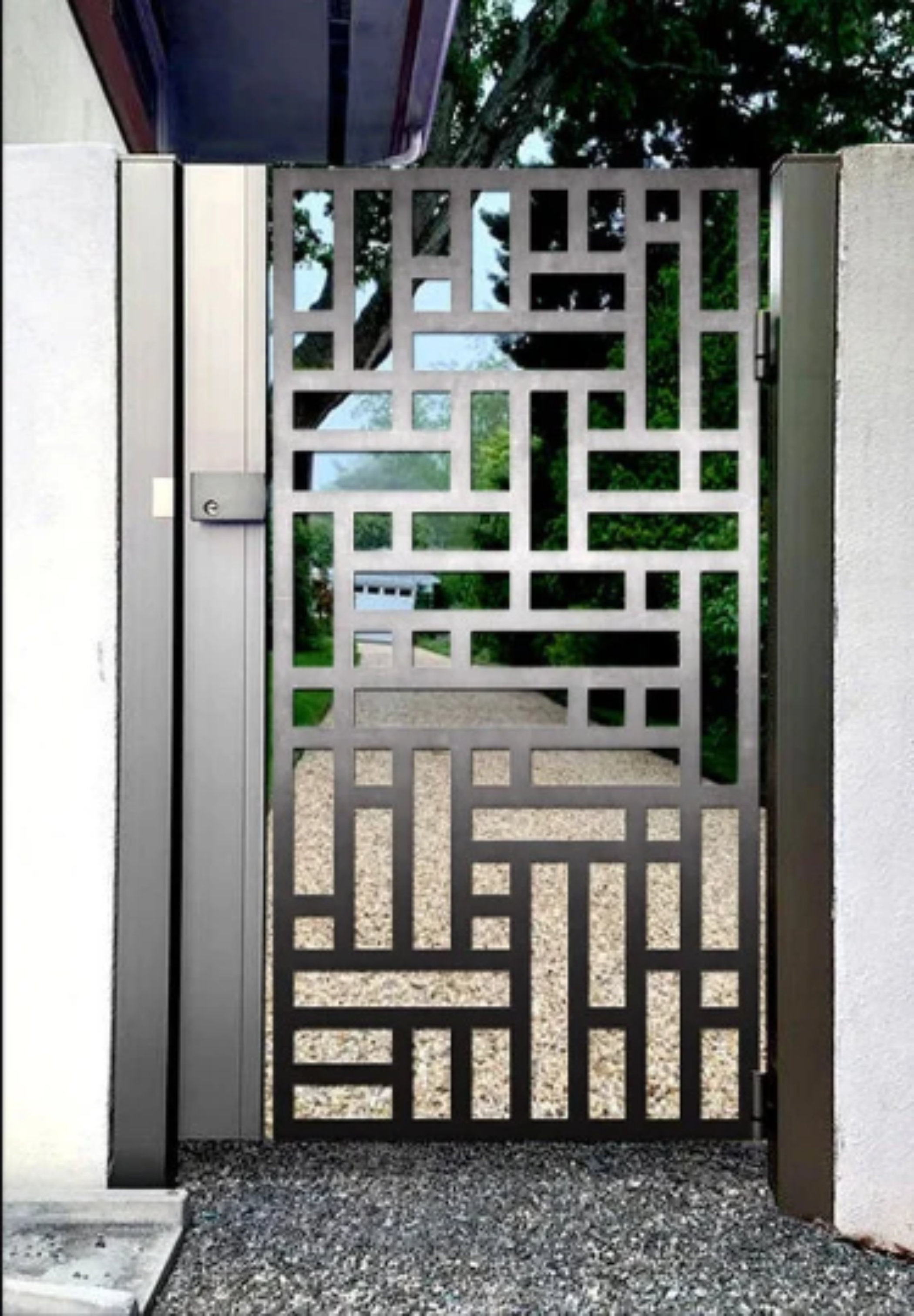 Taimco Laser Cut Artistic Rectangular Design Metal Garden Gate Modern