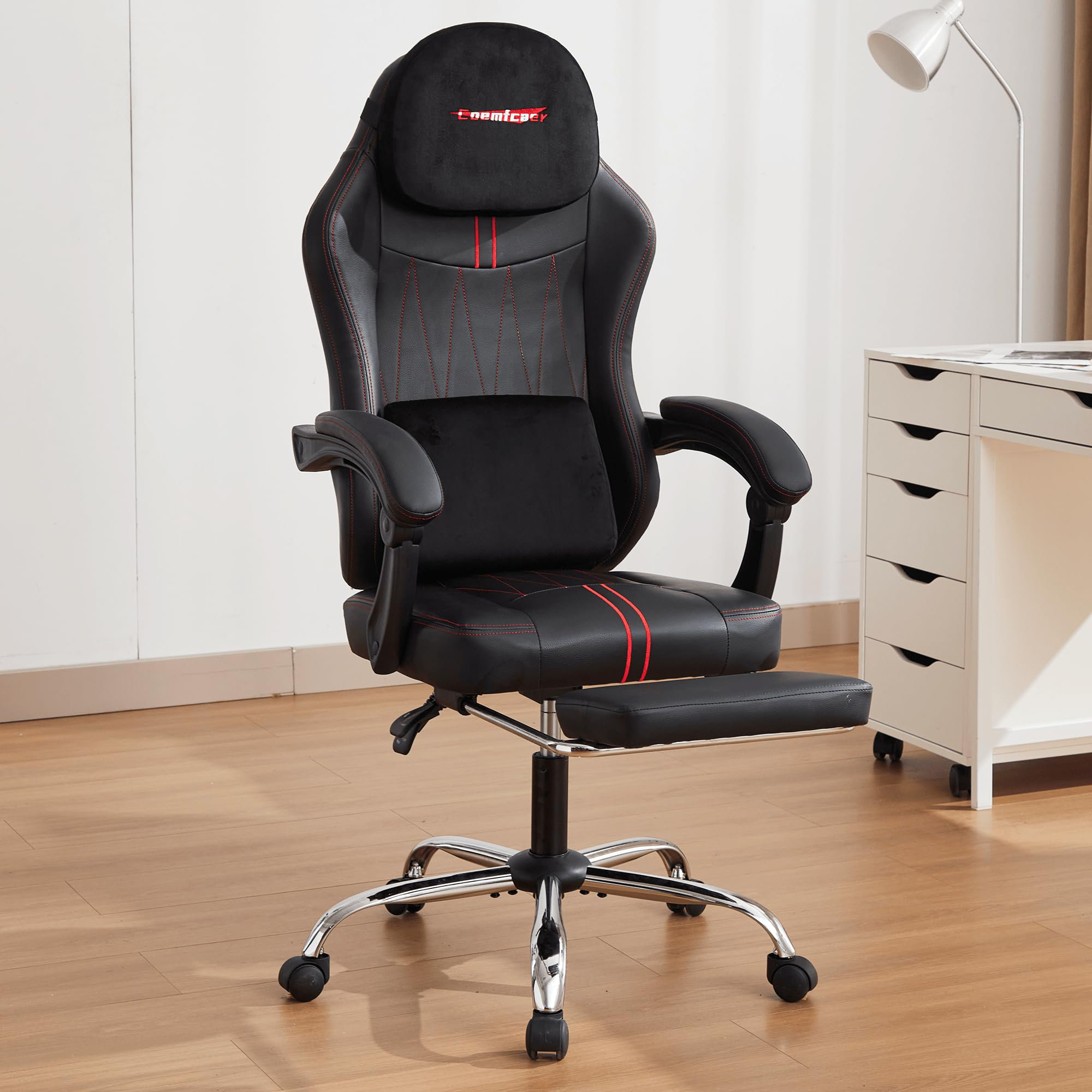 Ivy Bronx Ergonomic Gaming Chair, Faux Leather Reclining Swivel PC ...