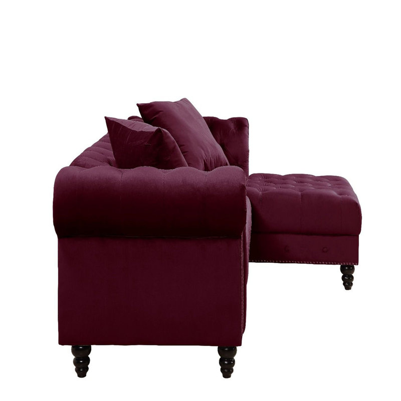 Rosdorf Park Jamileth 94" velvet sectional with 2 Pillows,sectional ...