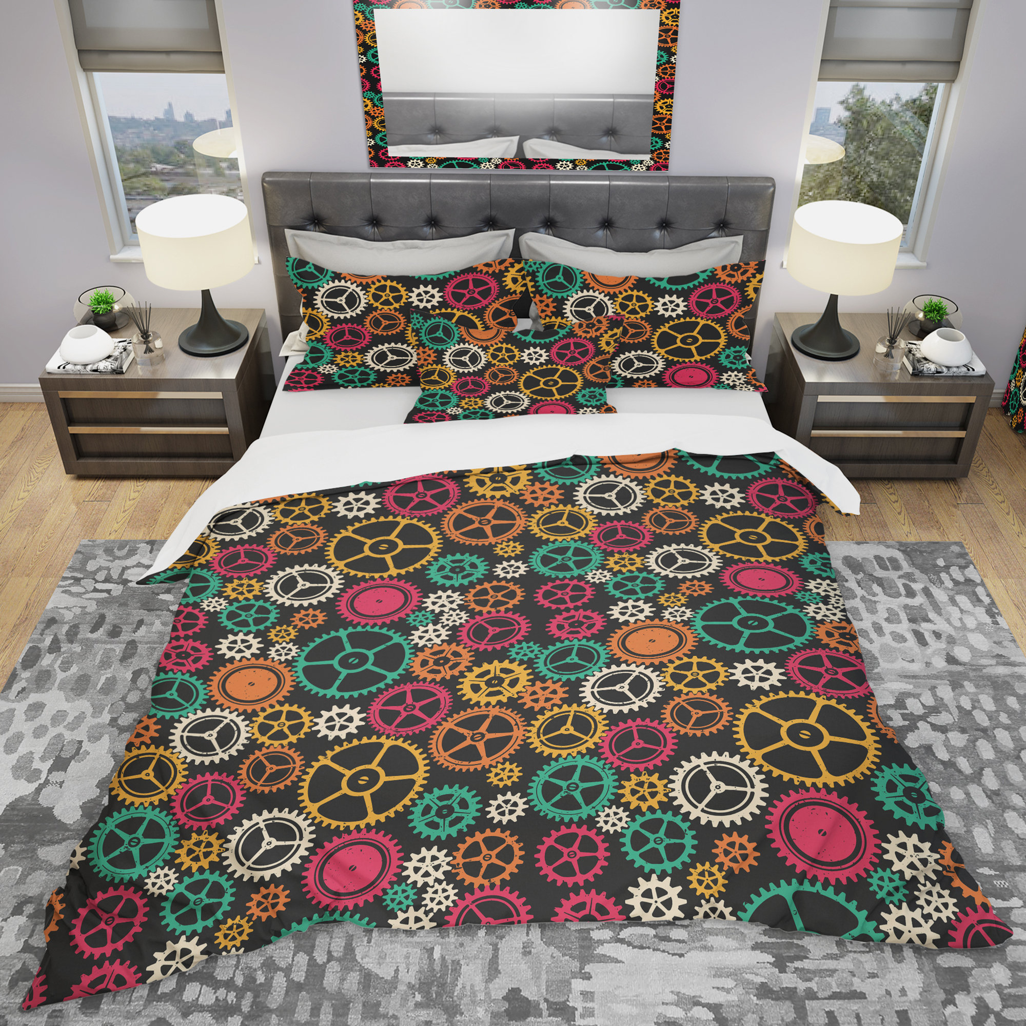 Design Art Colored Clockwork Texture - Contemporary Abstract Duvet ...