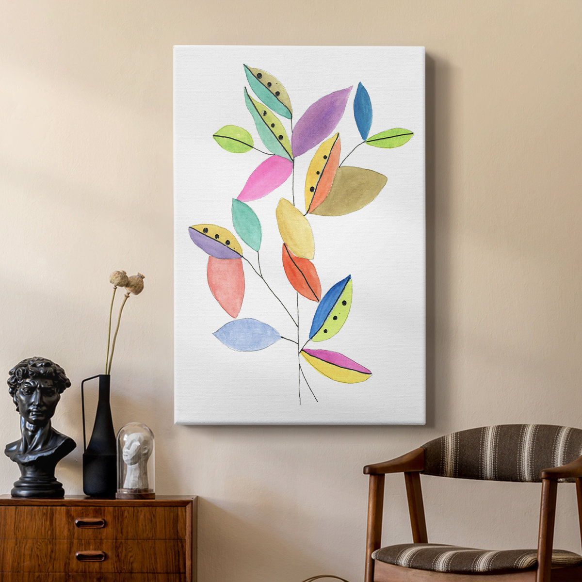 Dakota Fields Color Pop Leaves II -Custom Wrapped Gallery Cavas | Wayfair