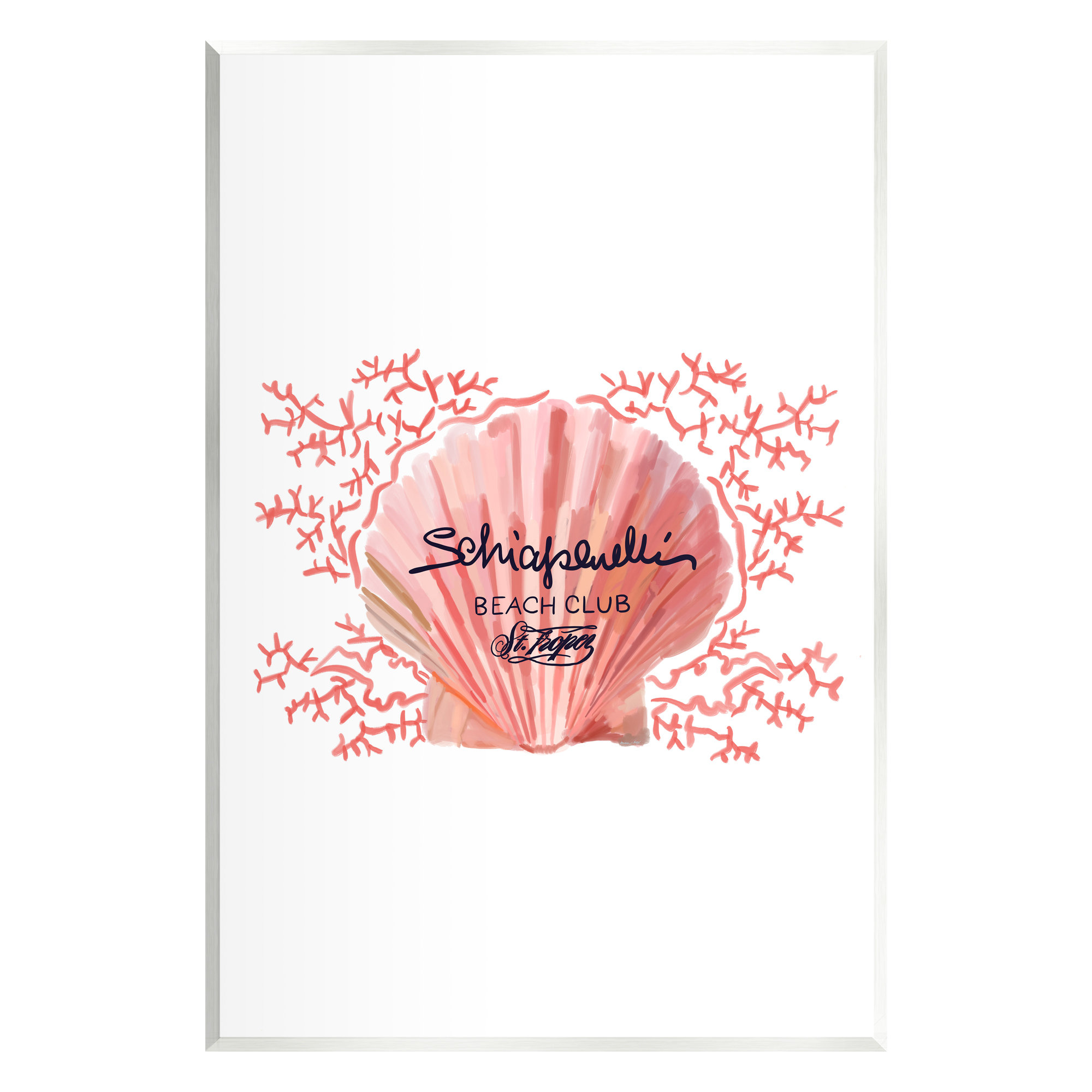 Stupell Industries Bb-573-Wood Pink Beach Club Shell On MDF by Amelia ...