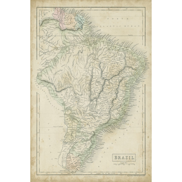 Longshore Tides Map Of Brazil by Sidney Hall - Wrapped Canvas Art ...
