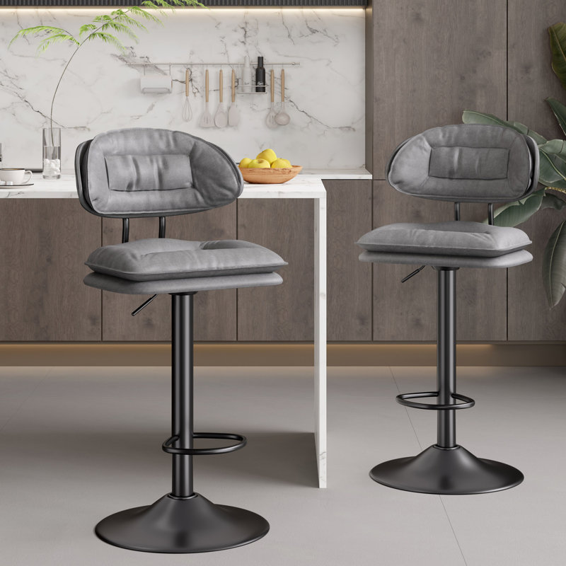 Ebern Designs Luise Adjustable Height Swivel Bar Stools With Back And ...