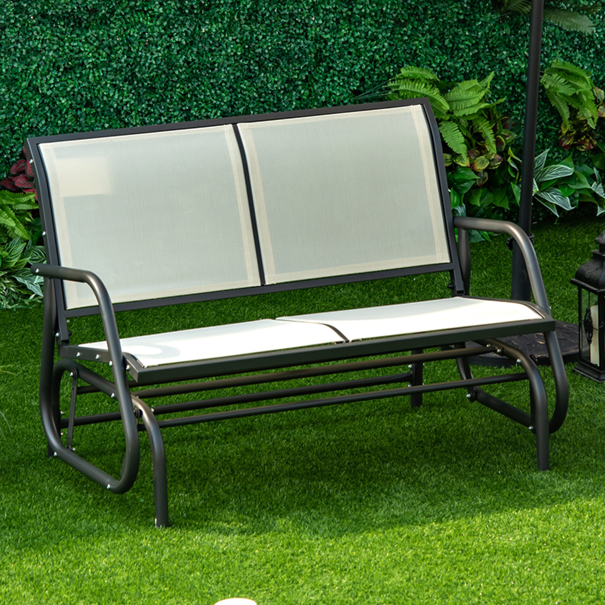 Arlmont & Co. Outsunny 2-Person Outdoor Glider Bench, Patio Double ...